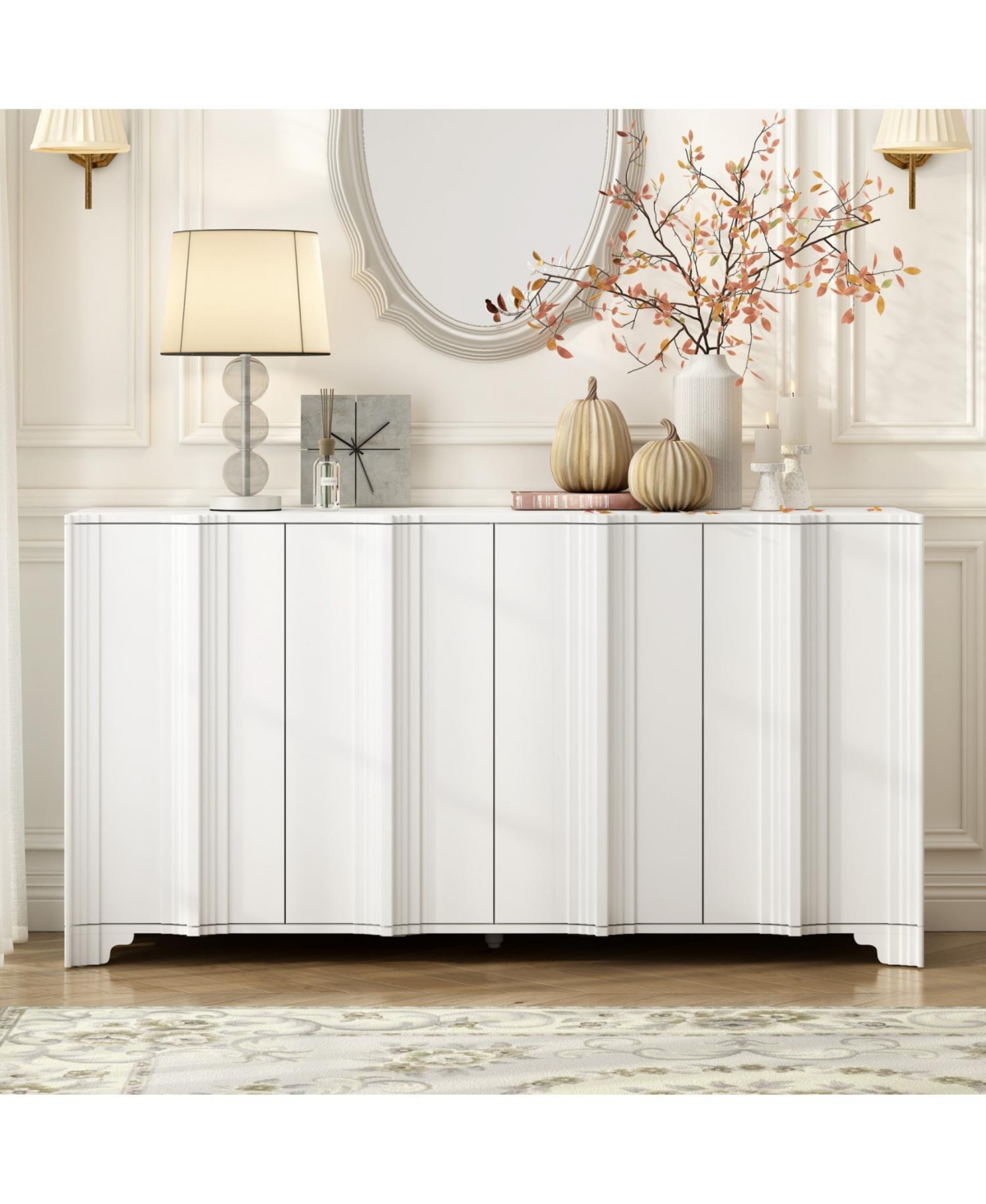 Click here for Linear Accent Sideboard - Pine Veneer - White prices
