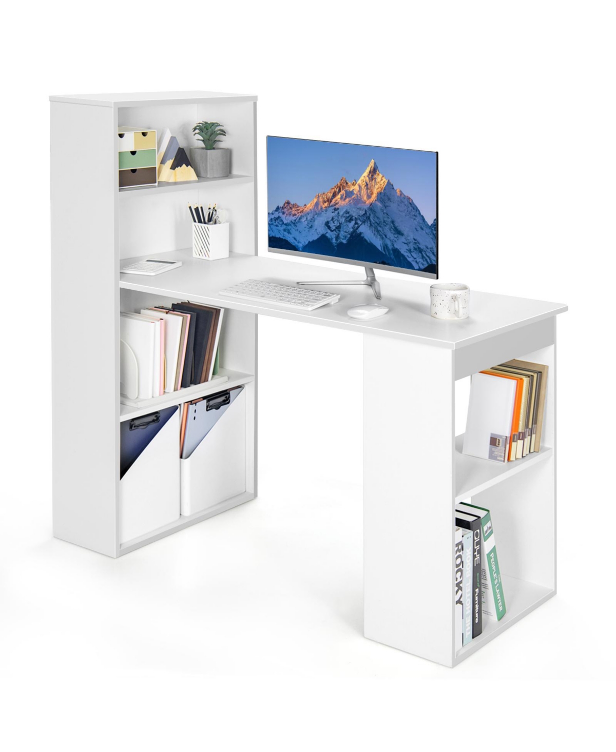 Click here for 48 Inch Computer Desk with 4-Tier Bookcase and Cpu... prices
