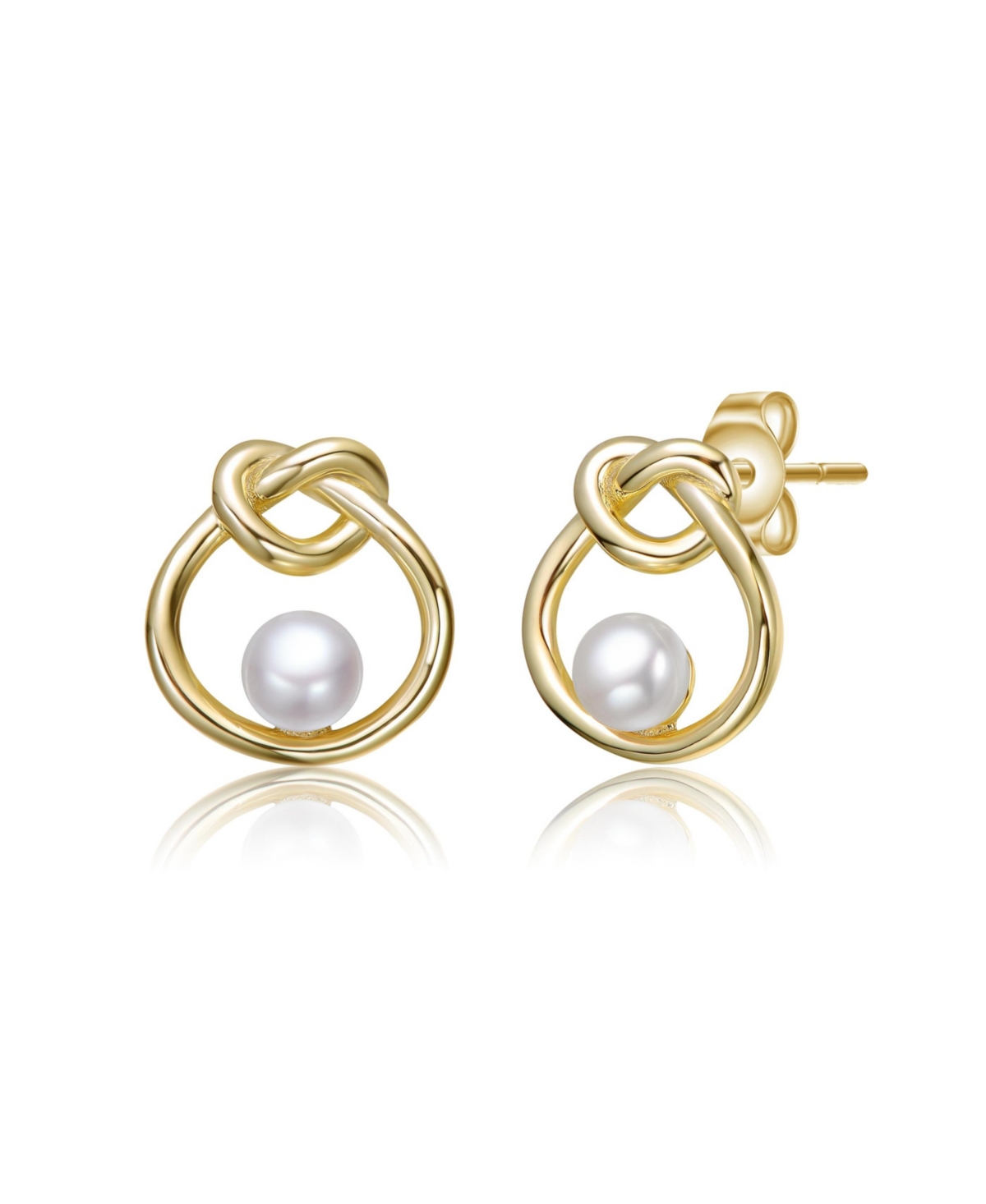 Click here for Kids 14K Gold Plated with White Pearl Knot Stud Ea... prices
