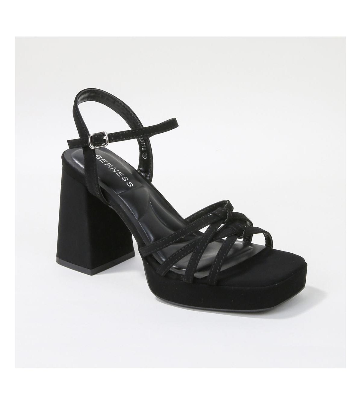 Click here for Anita Knotted Strappy Platform Heel Sandals - Blac... prices