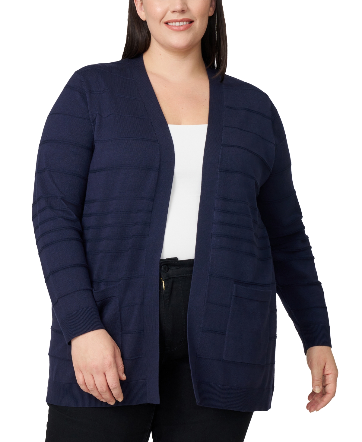 Click here for Melissa Paige Plus Size Textured Stripe Cardigan S... prices