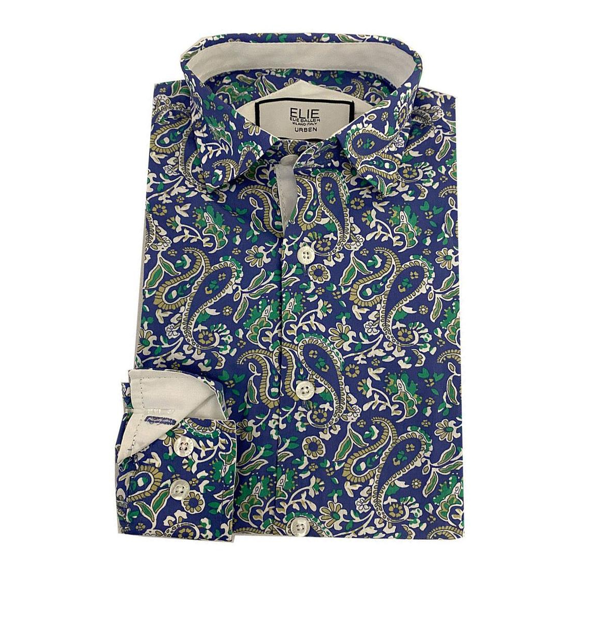 Click here for Elie Balleh Big Boys Blue Paisley Slim Fit Shirt -... prices