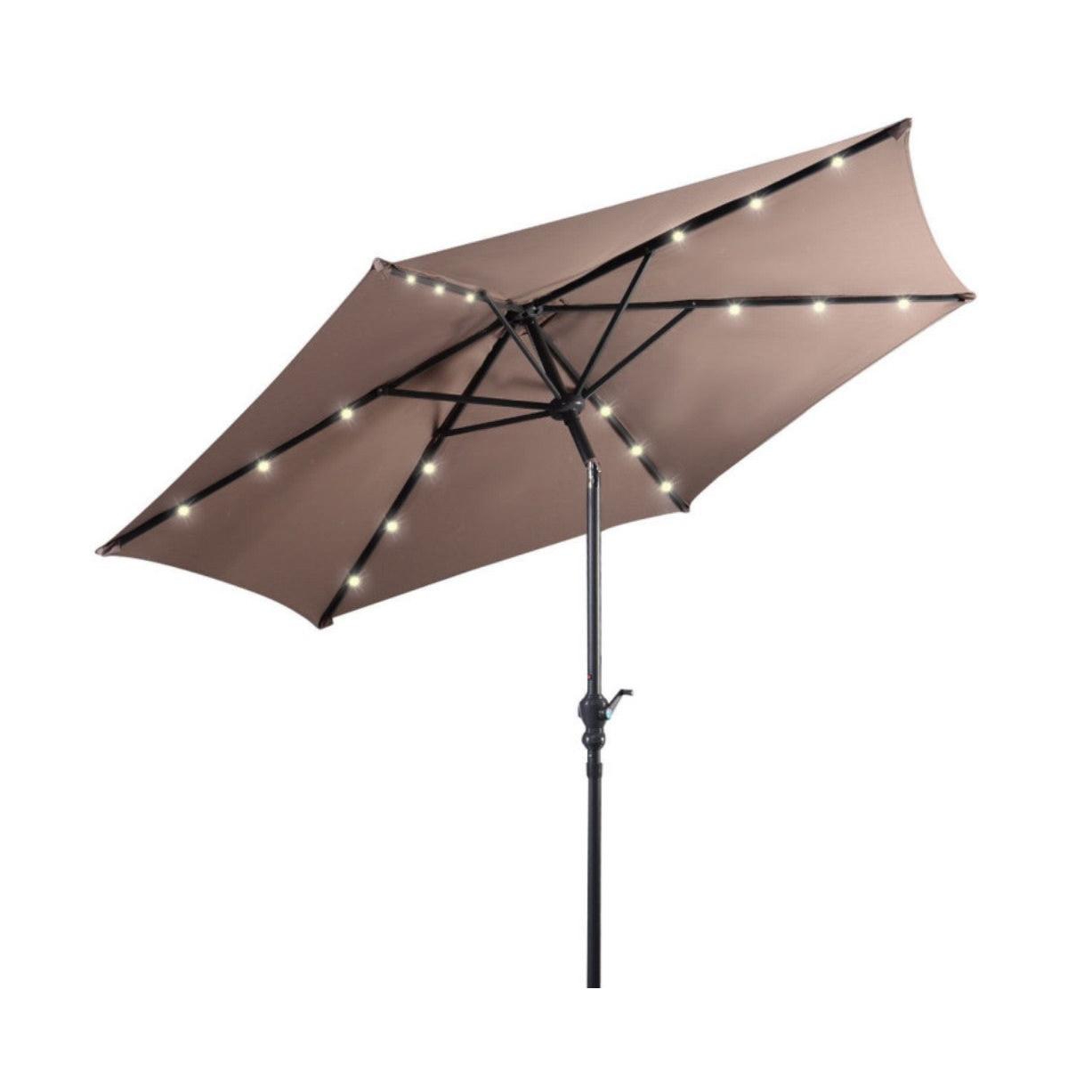 Click here for 9 Feet Patio Led Solar Umbrella with Crank - Tan prices