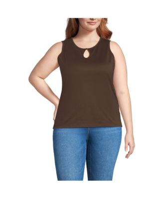 Lands' End Plus Size Supima Keyhole Tank - Macy's