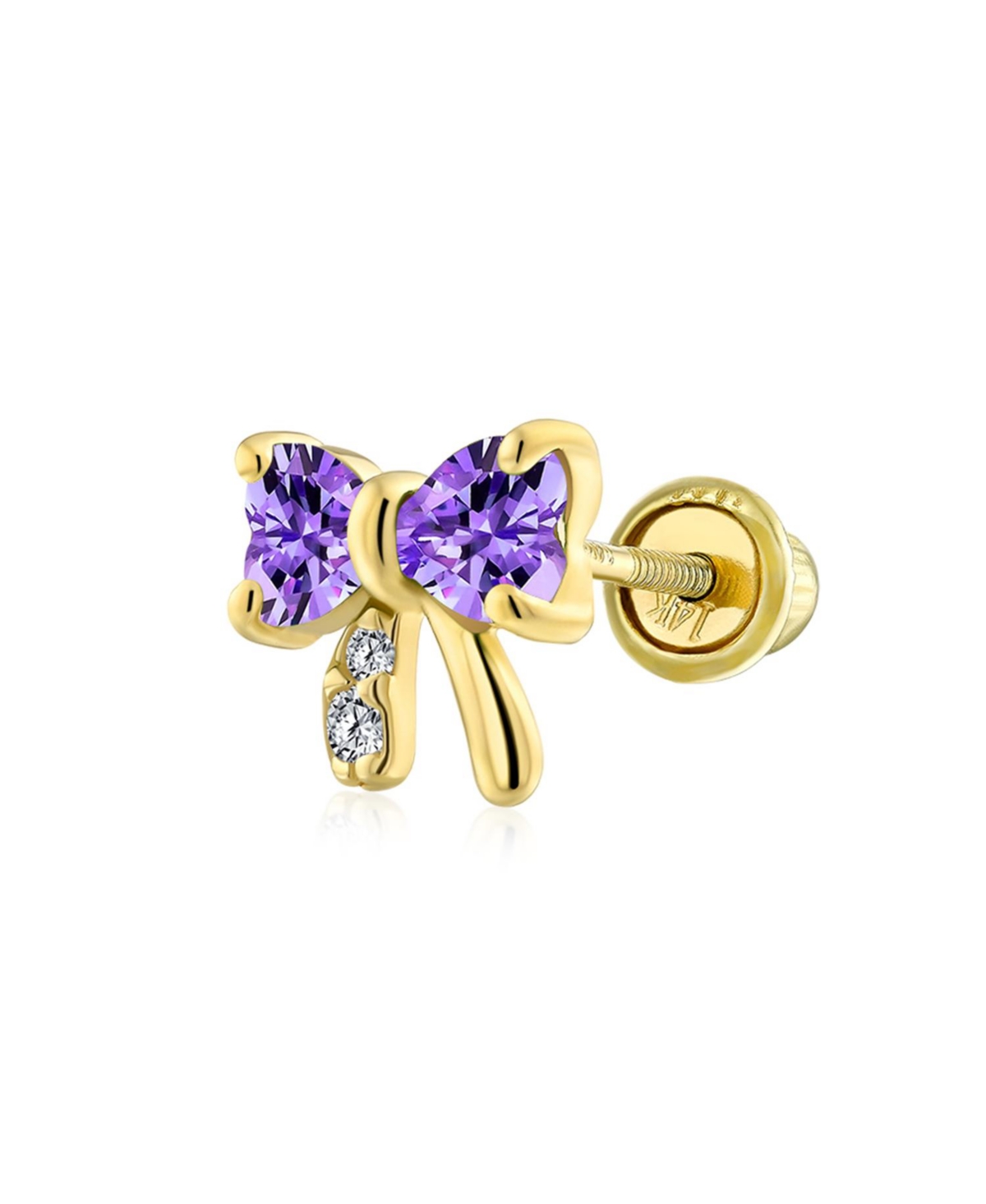 Click here for Bling Jewelry 14K Real Gold Small Bow 1 Piece Stud... prices