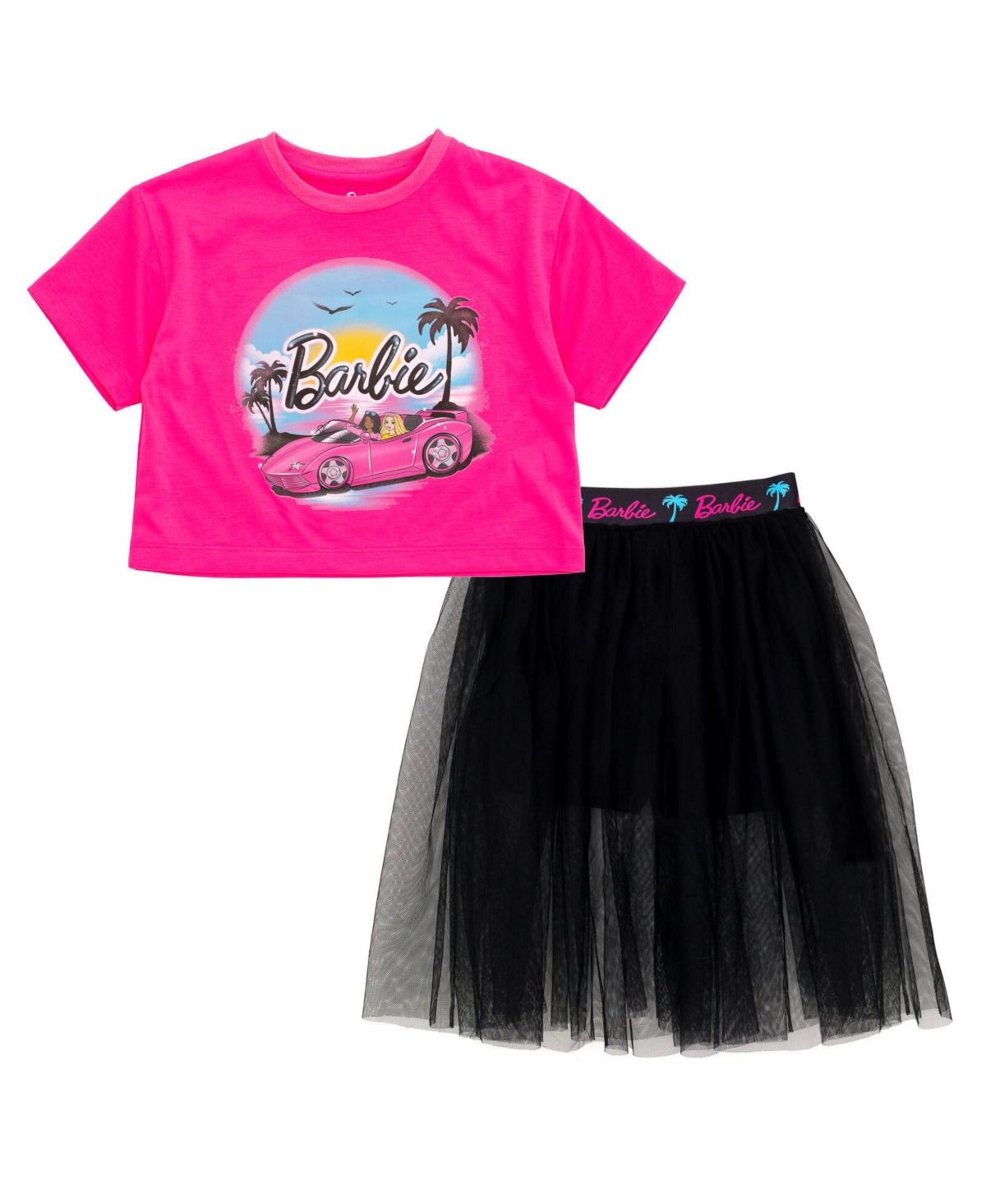 Click here for Barbie Cropped Boxy Drop Shoulder T-Shirt and Mesh... prices