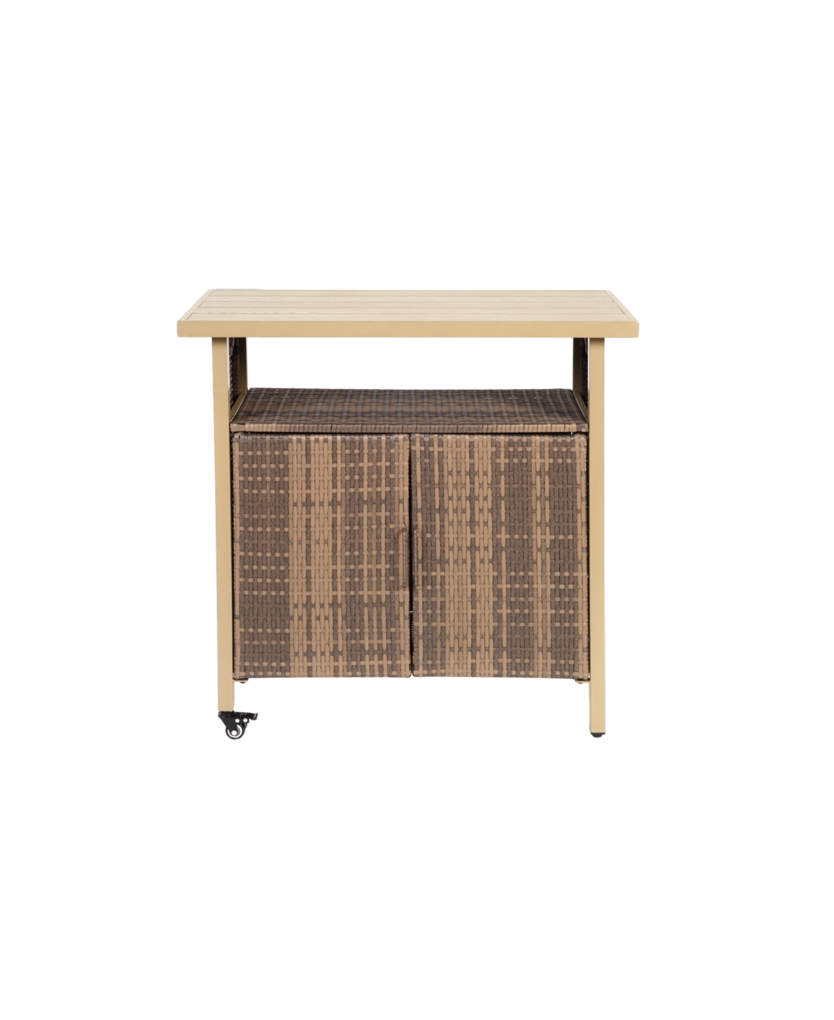 Click here for Outdoor Wicker Bar Cart with Glass Top - Beige prices
