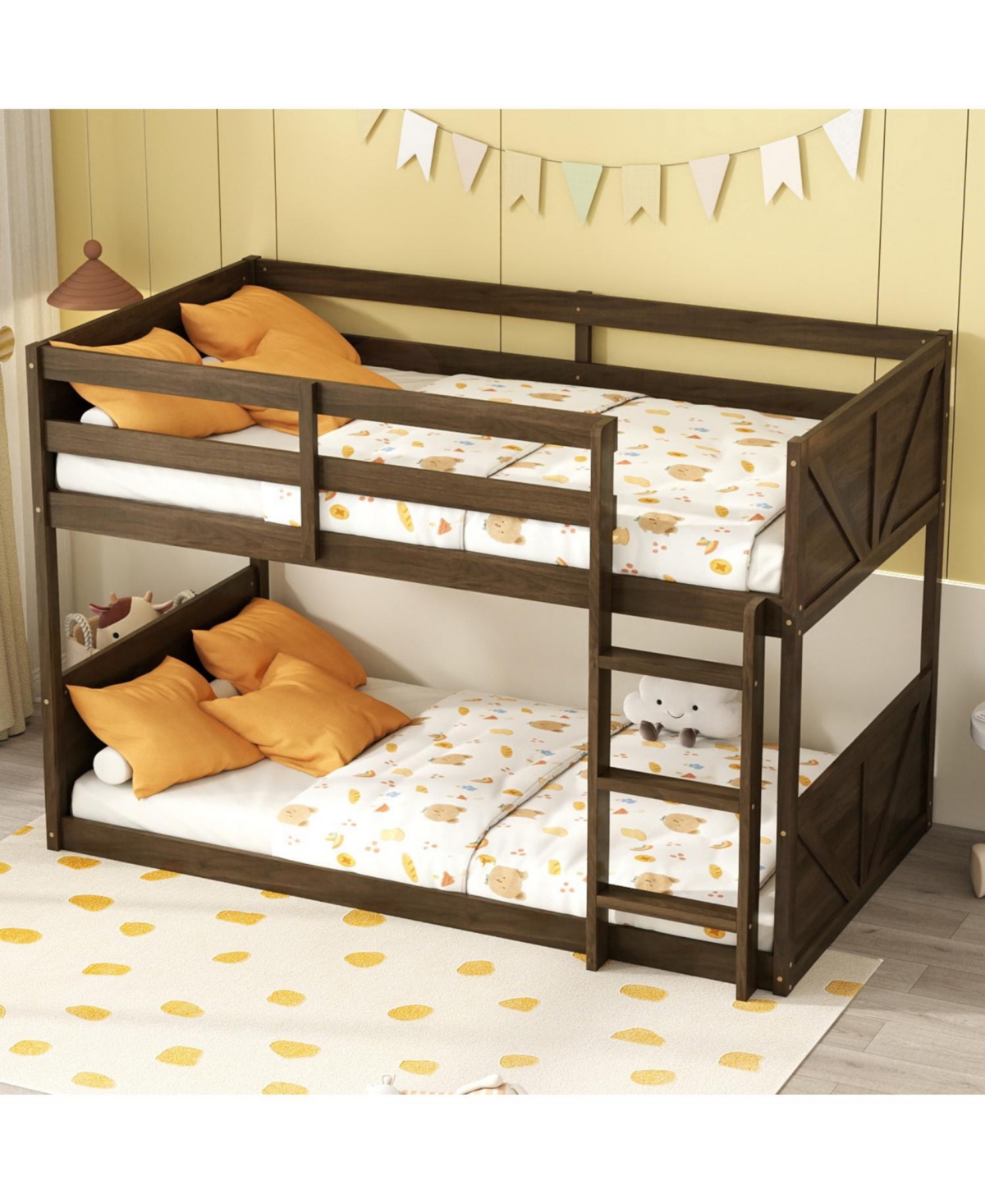 Click here for Antique Oak Twin Floor Bunk Bed - Antique dark oak prices