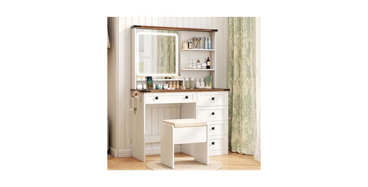 Click here for Farmhouse Vanity Set with Mirror and 3-Color Light... prices