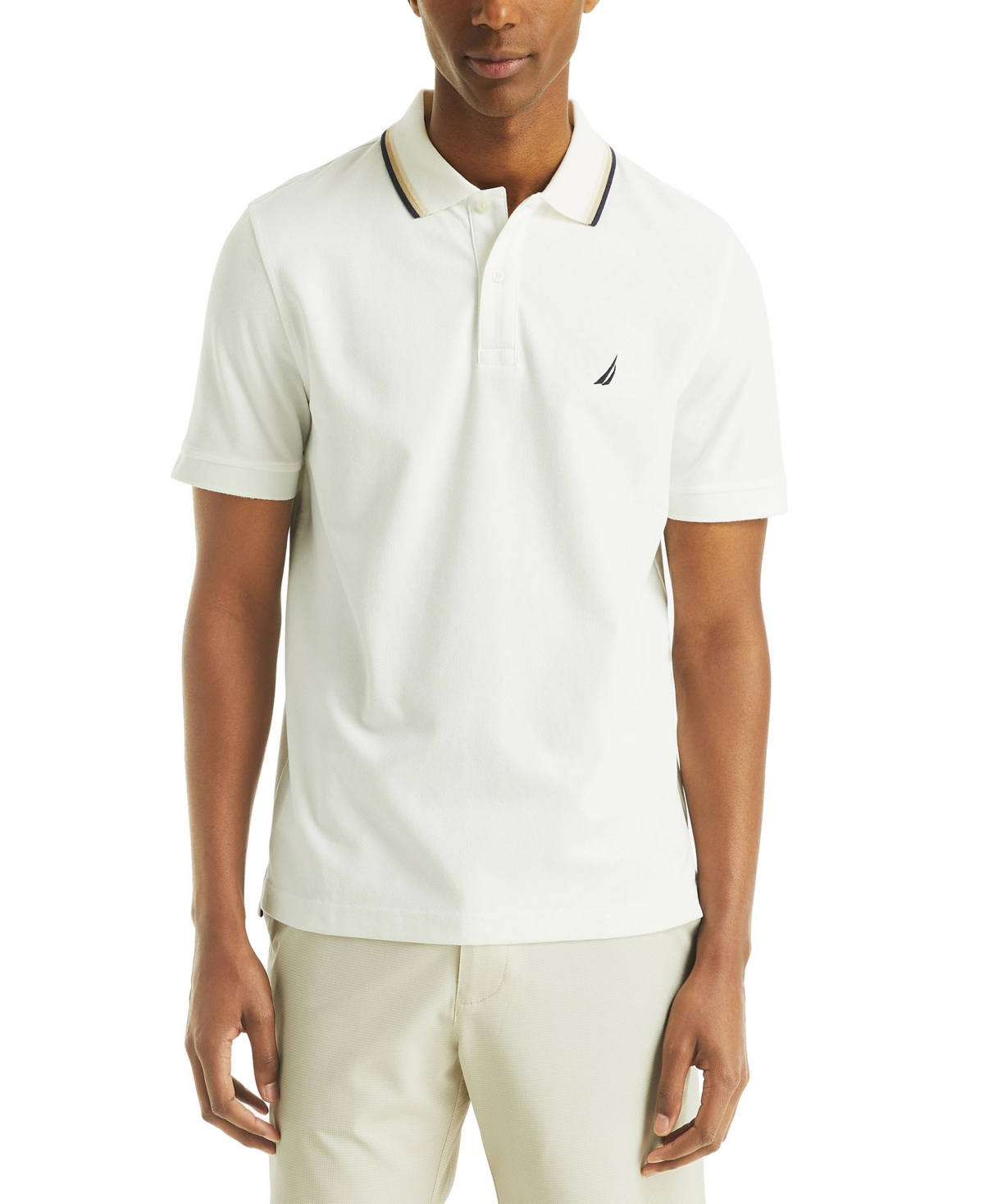 Click here for Nautica Mens Textured Tipped Collar Polo Shirt - S... prices
