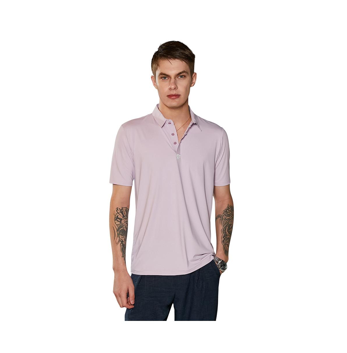 Click here for Campus Sutra Mens Lilac Seamless Solid Polo T-Shir... prices