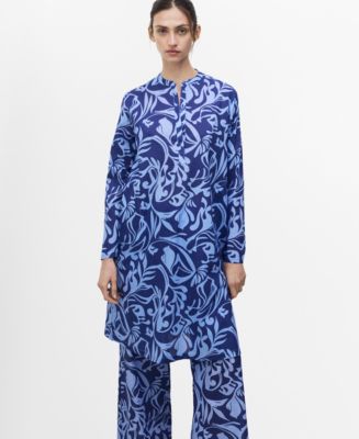 Mango Women's Cotton Two-Tone Printed Tunic Pajama Top - Macy's