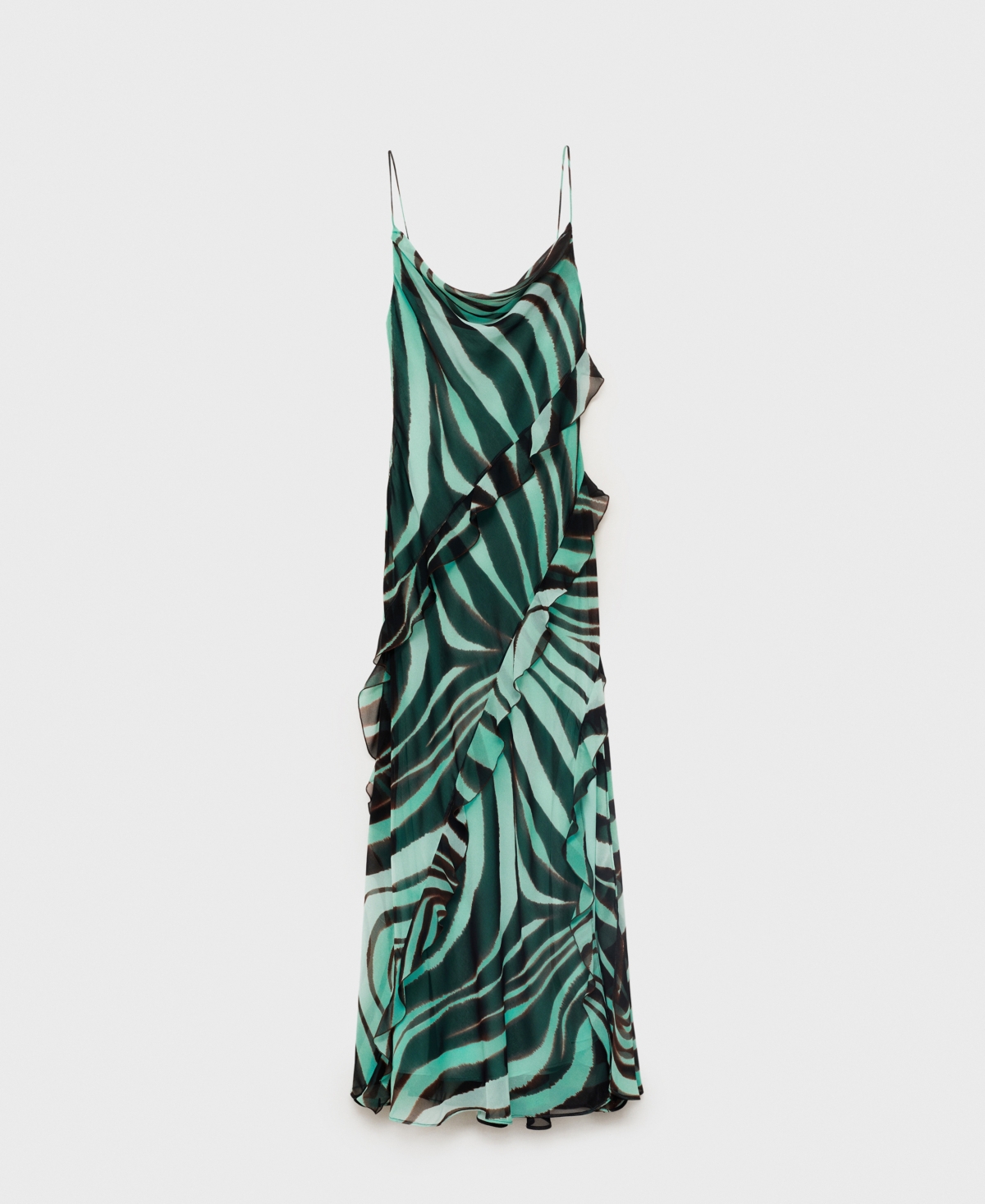 Click here for Mango Womens Zebra-Print Ruffle Dress - Turquoise prices