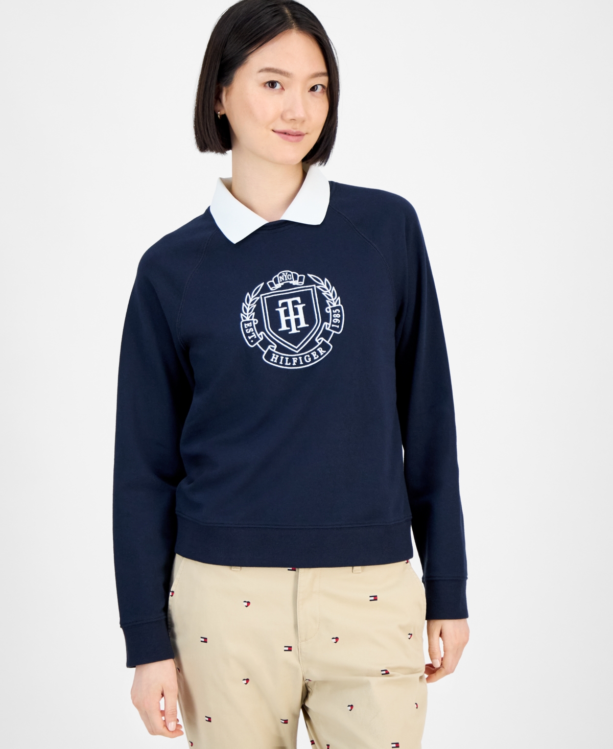 Click here for Tommy Hilfiger Womens Two-fer Embroidered Sweatshi... prices