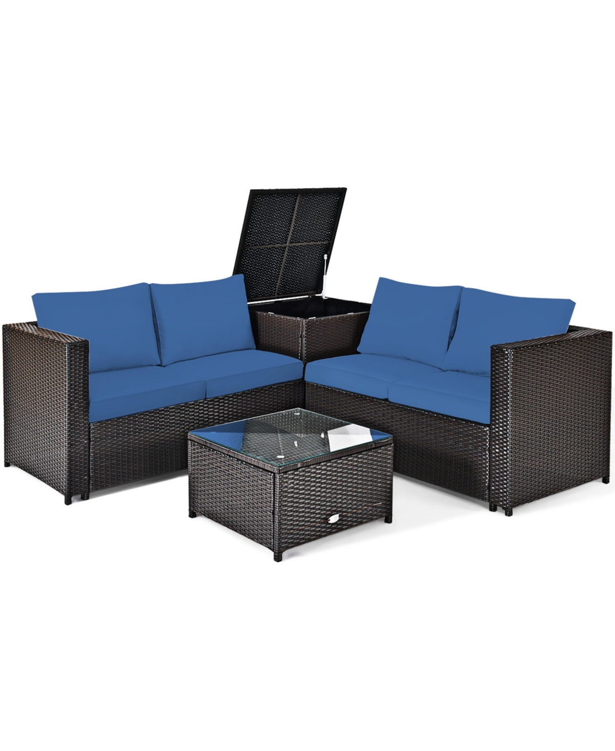 Click here for Gymax 4PCS Cushioned Rattan Patio Conversation Set... prices