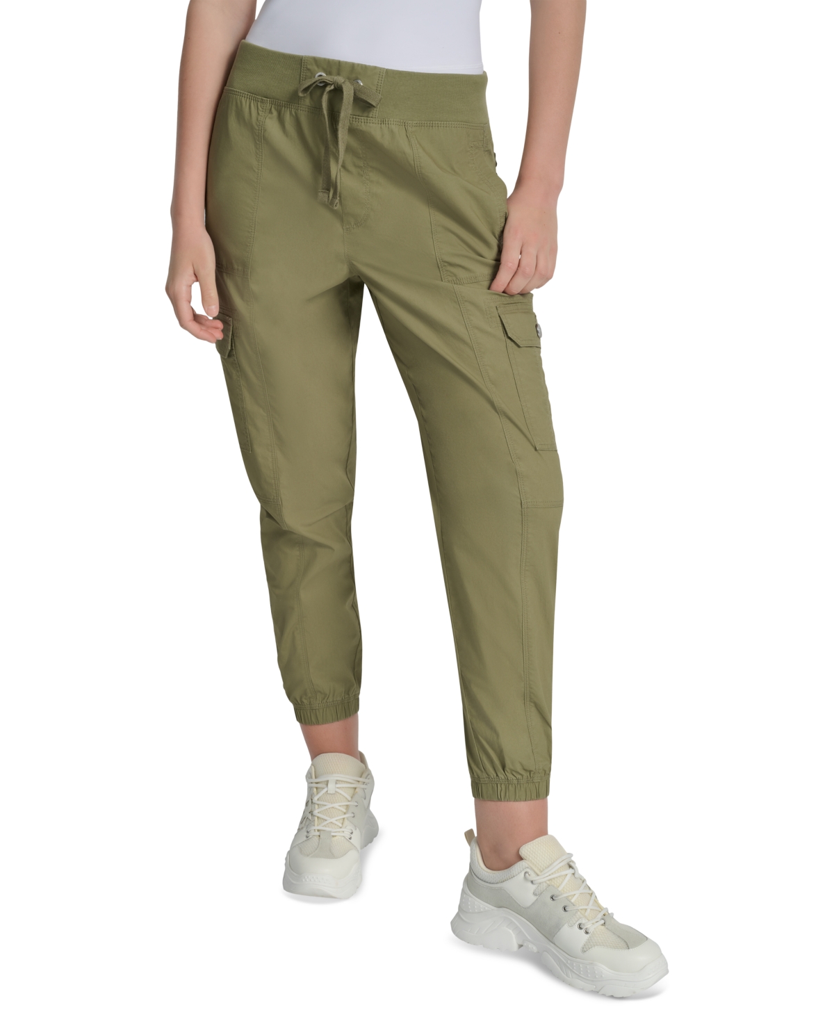 Click here for Dkny Sport Womens Cotton Ribbed-Waist Jogger Cargo... prices