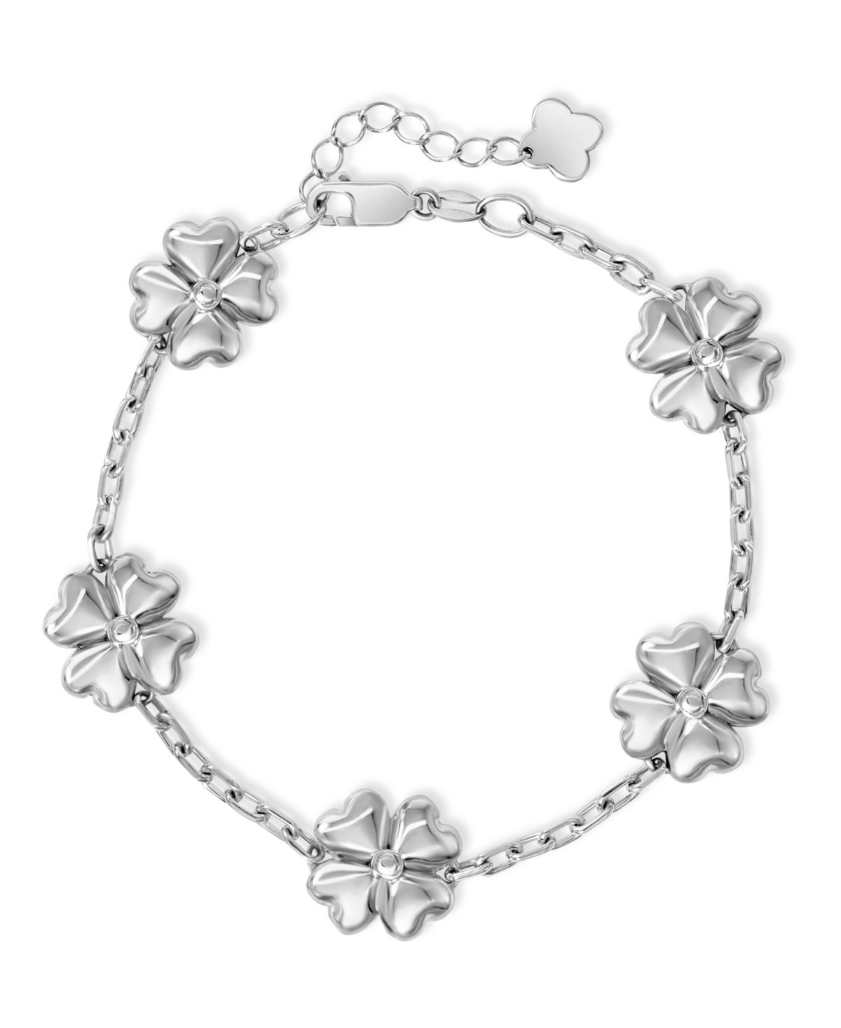 Click here for Devata Five Clover Heart Chain Bracelet in Sterlin... prices