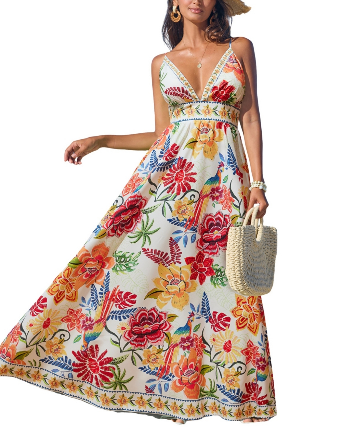 Click here for Cupshe Womens Vibrant Oasis Tropical Maxi Beach Dr... prices