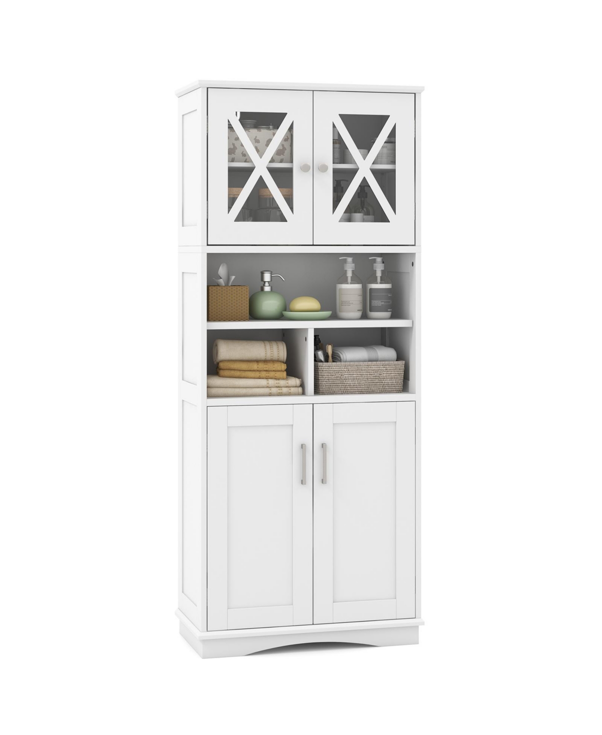 Click here for Tall Floor-Standing Bathroom Cabinet with 3 Cubes... prices