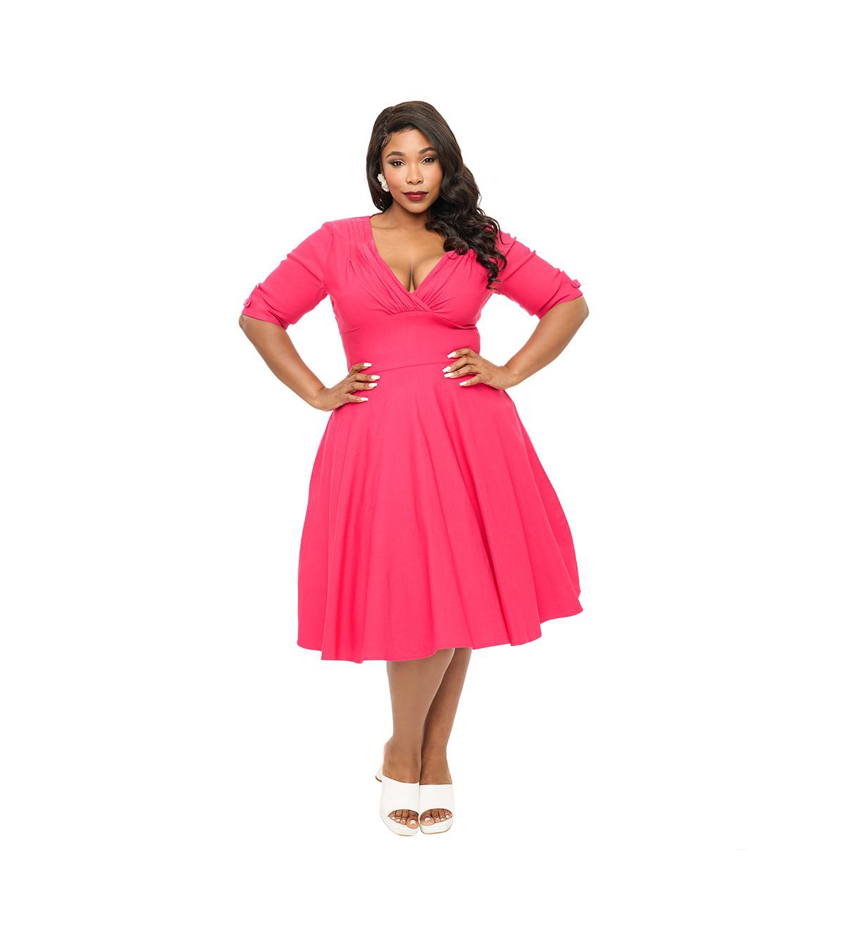 Click here for Unique Vintage Plus Size Half Sleeve Surplice Delo... prices