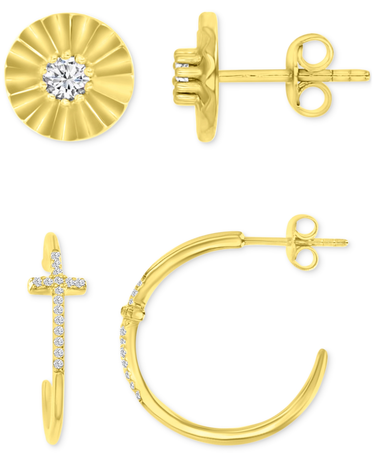 Click here for 2-Pc. Set Cubic Zirconia Sunray Solitaire Stud & C... prices