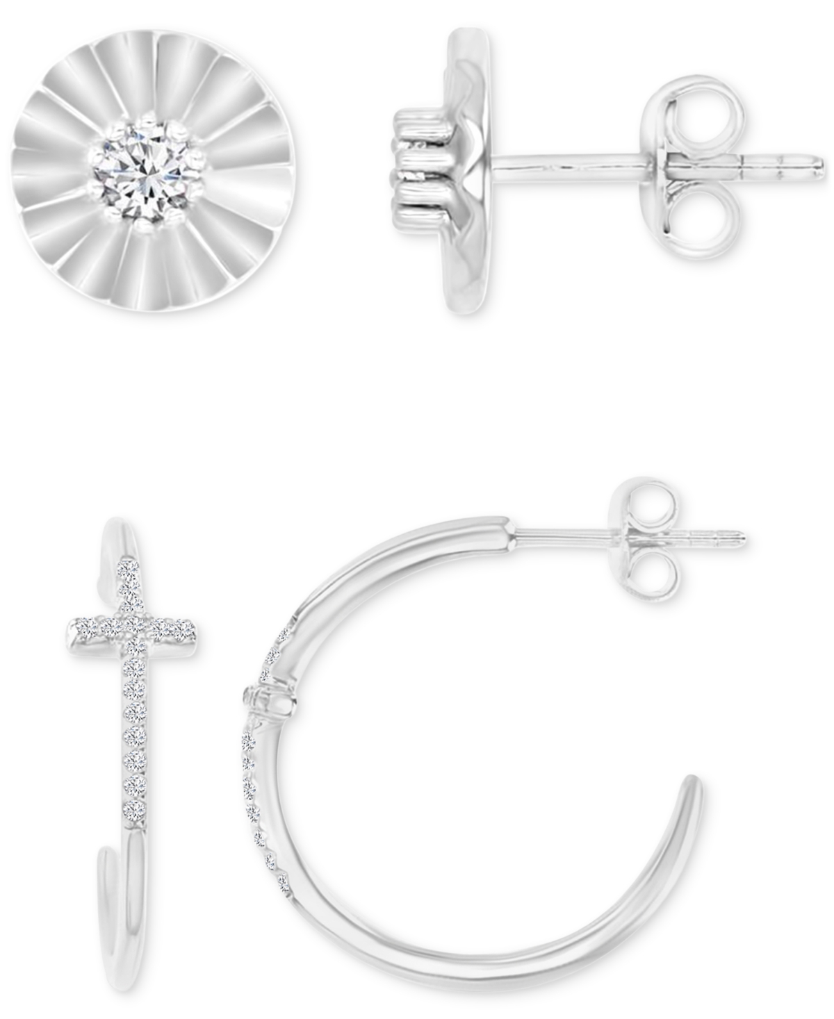Click here for 2-Pc. Set Cubic Zirconia Sunray Solitaire Stud & C... prices