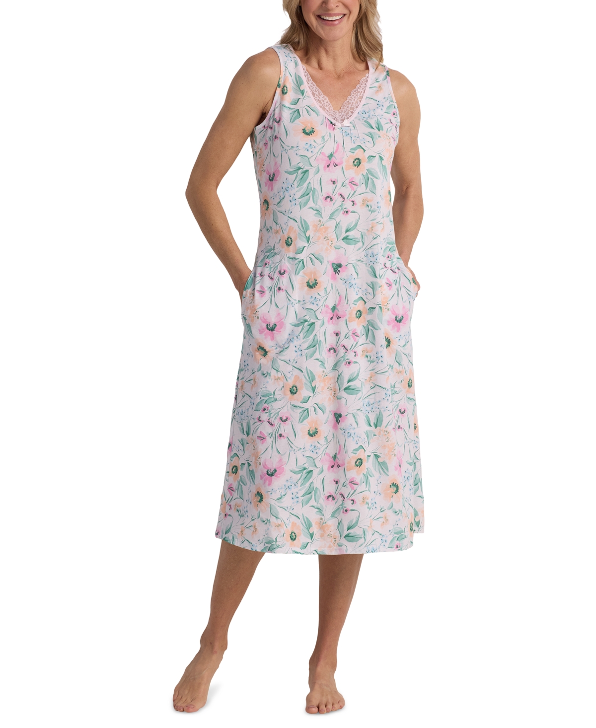 Click here for Miss Elaine Womens Cotton Floral V-Neck Nightgown... prices