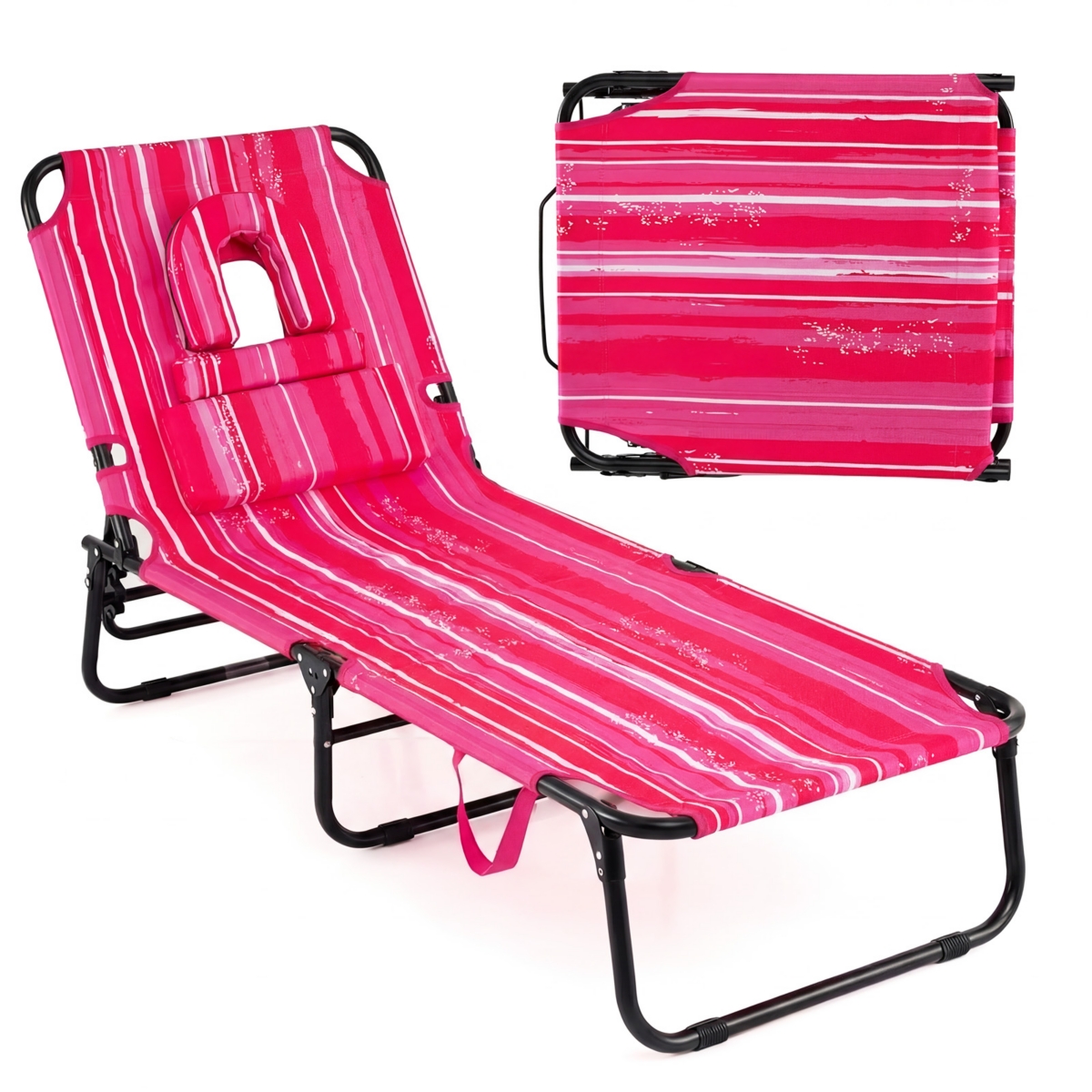 Click here for Gymax Beach Chaise Lounge Chair w/ 5-Position Adju... prices
