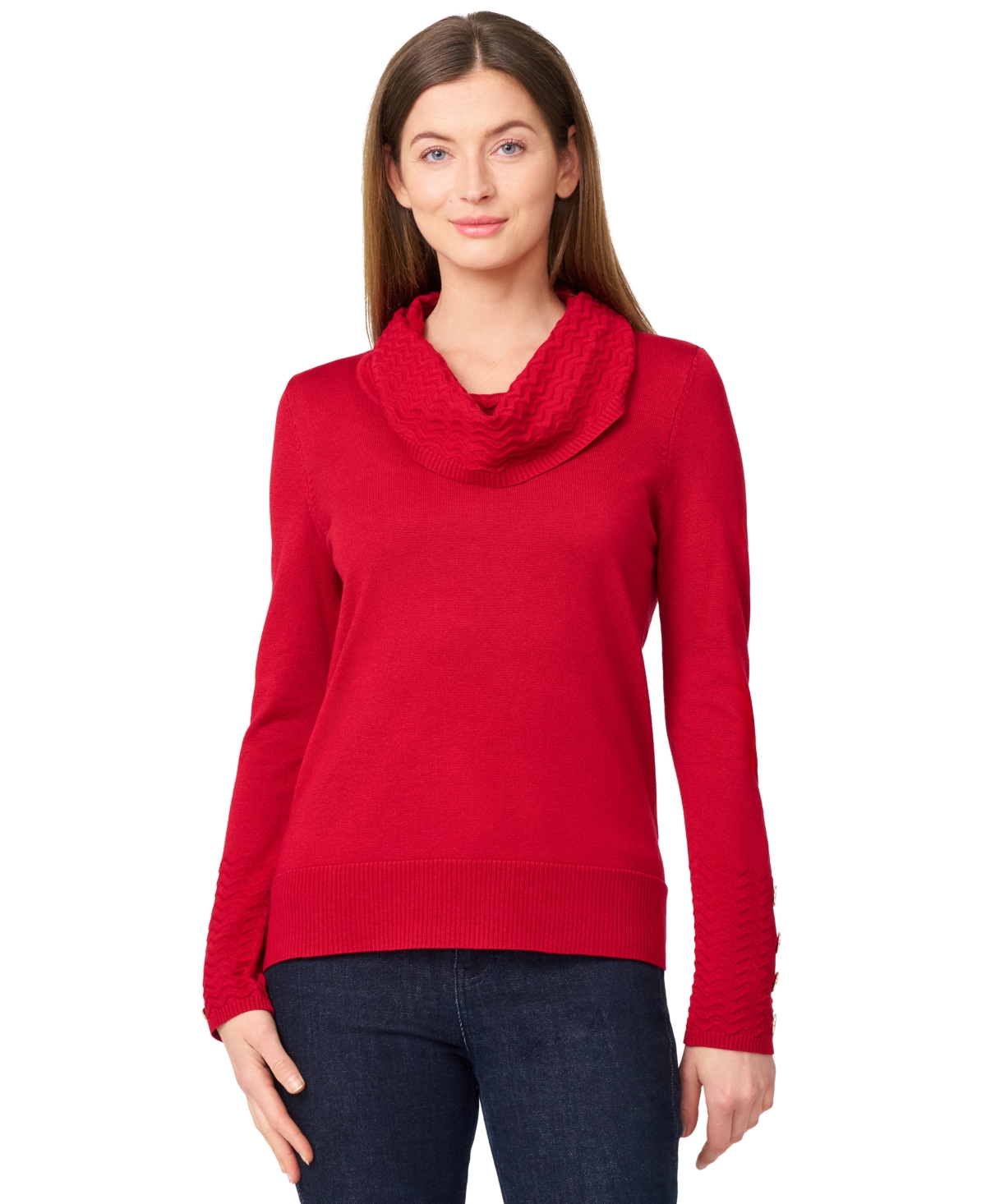 Click here for Melissa Paige Womens Petite Chevron-Trimmed Cowl-N... prices