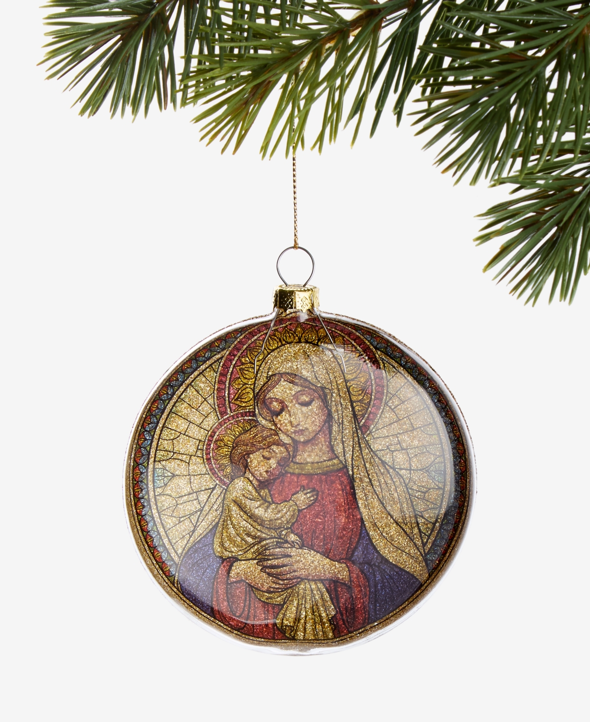 Click here for Holiday Lane Blessed Mother and Child Glass Disc O... prices