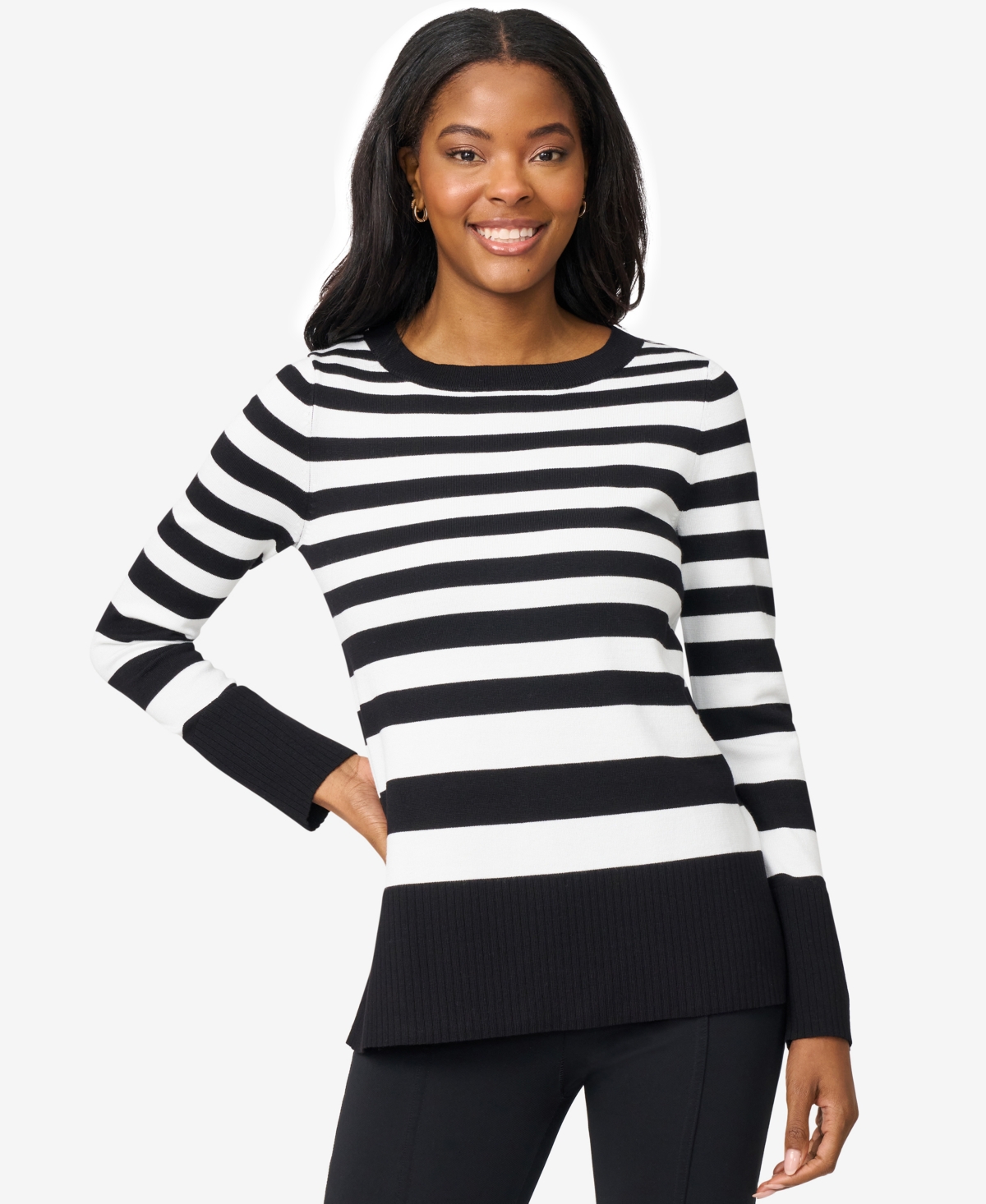 Click here for Melissa Paige Petite Striped Side-Slit Tunic Sweat... prices