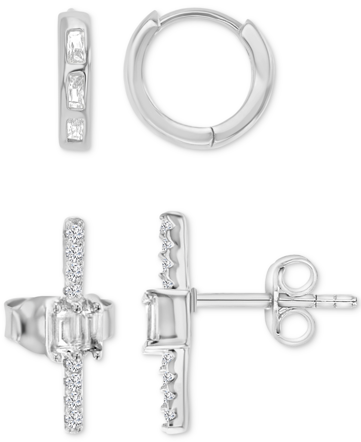 Click here for 2-Pc. Set Cubic Zirconia Round & Baguette Huggie H... prices
