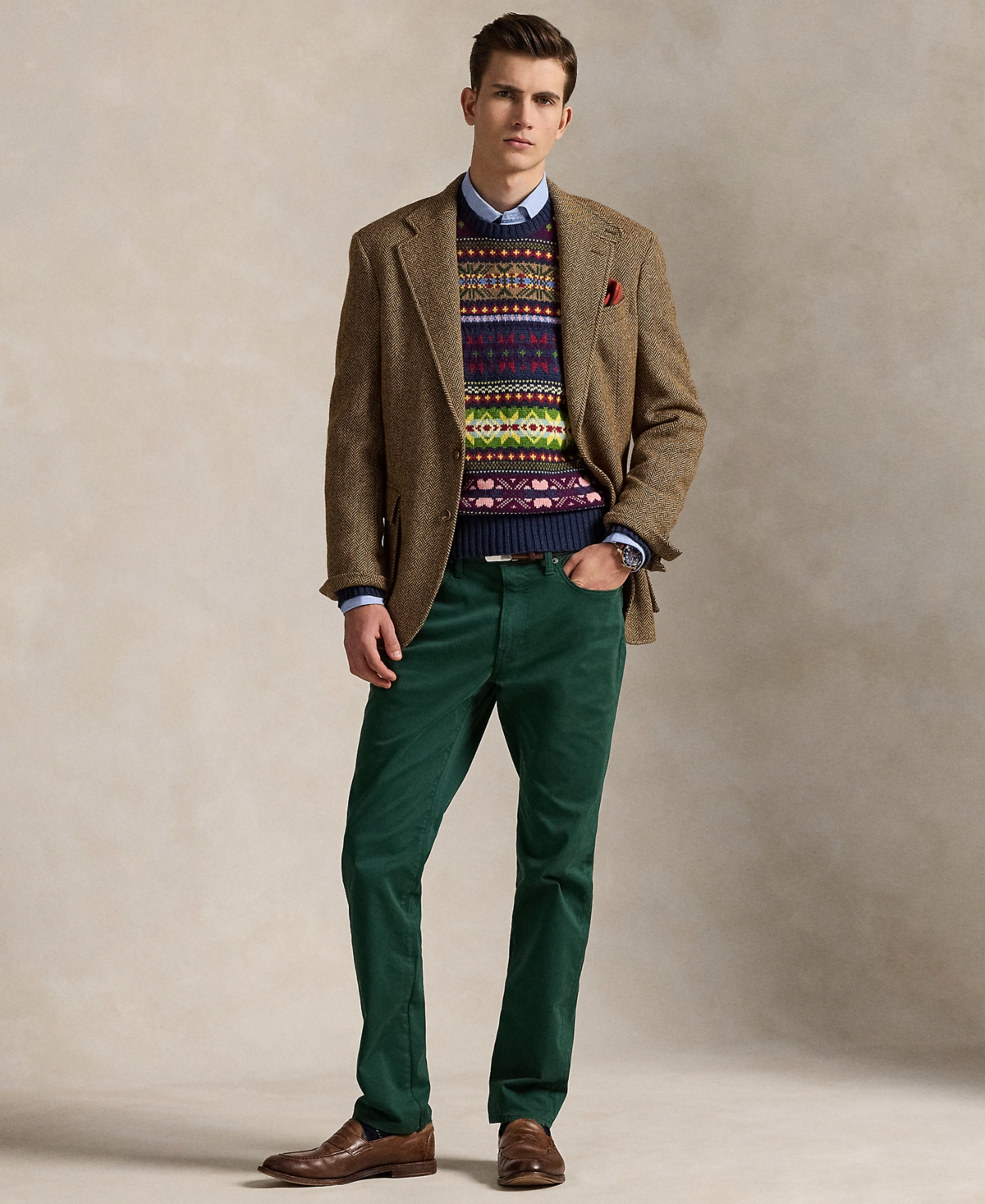 Polo Ralph Lauren Mens Varick Slim Straight Stretch Sateen Pants - Vintage Pine