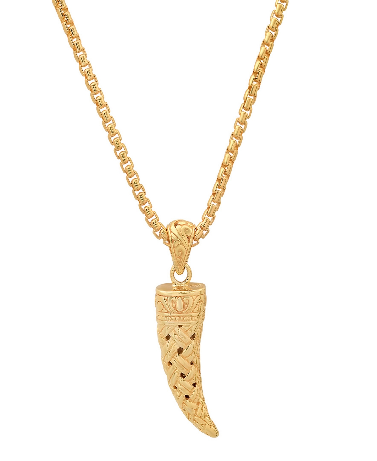 Click here for Steeltime Mens 14K Gold Plated Horn Pendant Neckla... prices