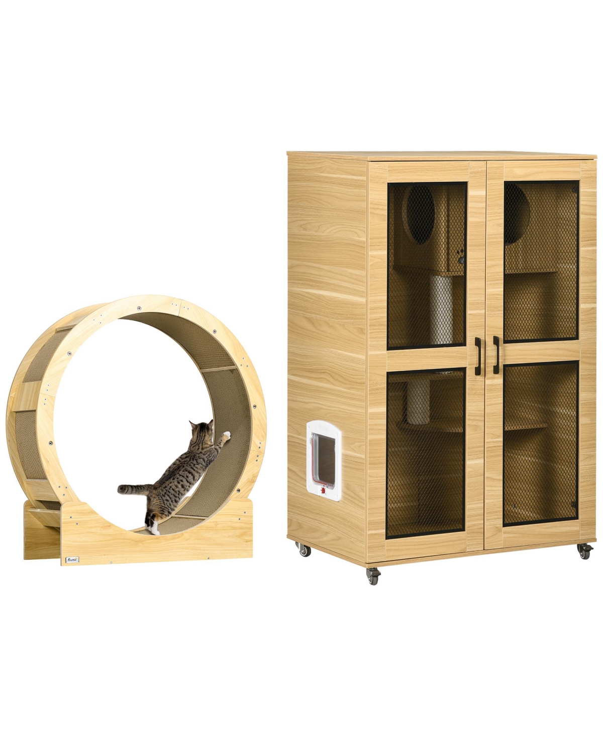 Click here for PawHut Catio and Cat Wheel with Brake  2-Piece Cat... prices