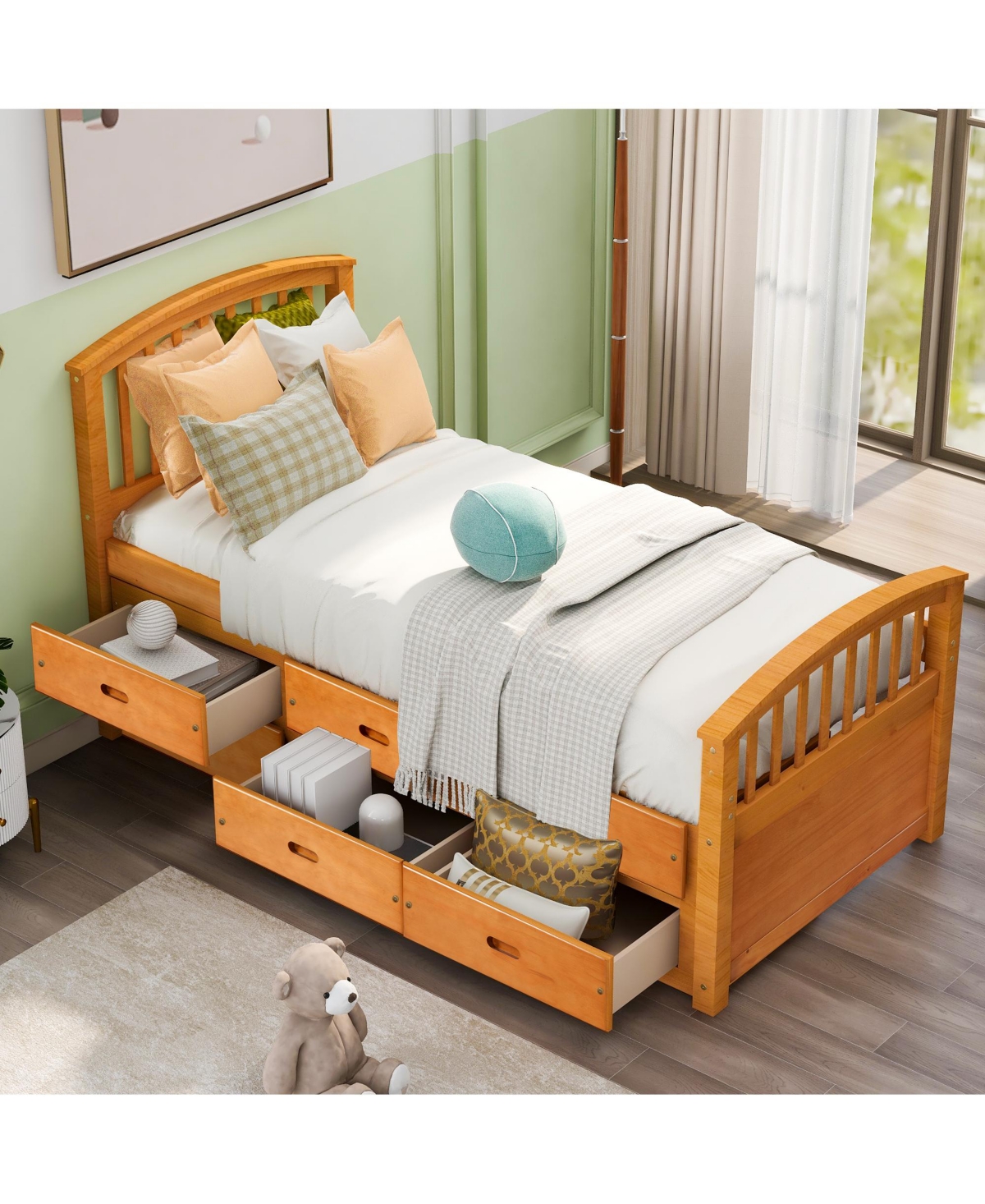Click here for Twin Size Platform Storage Bed Solid Wood Bed With... prices