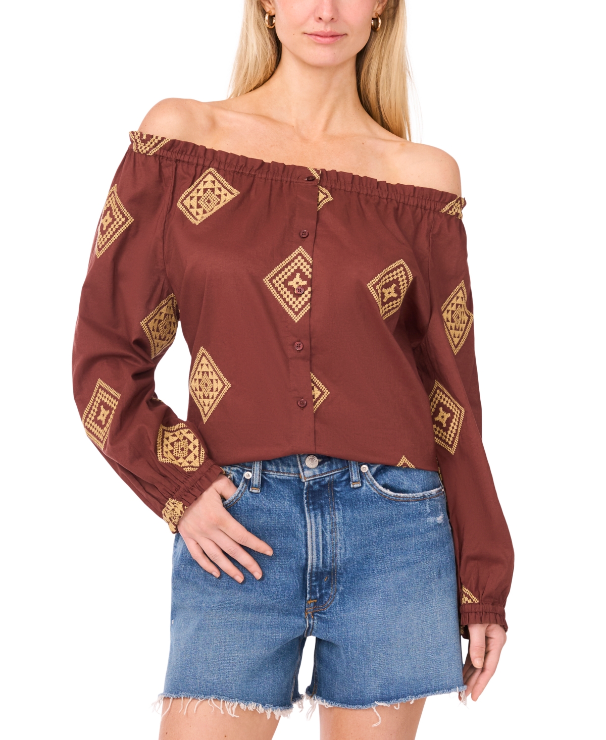 Click here for Vince Camuto Womens Cotton Off-The-Shoulder Blouse... prices