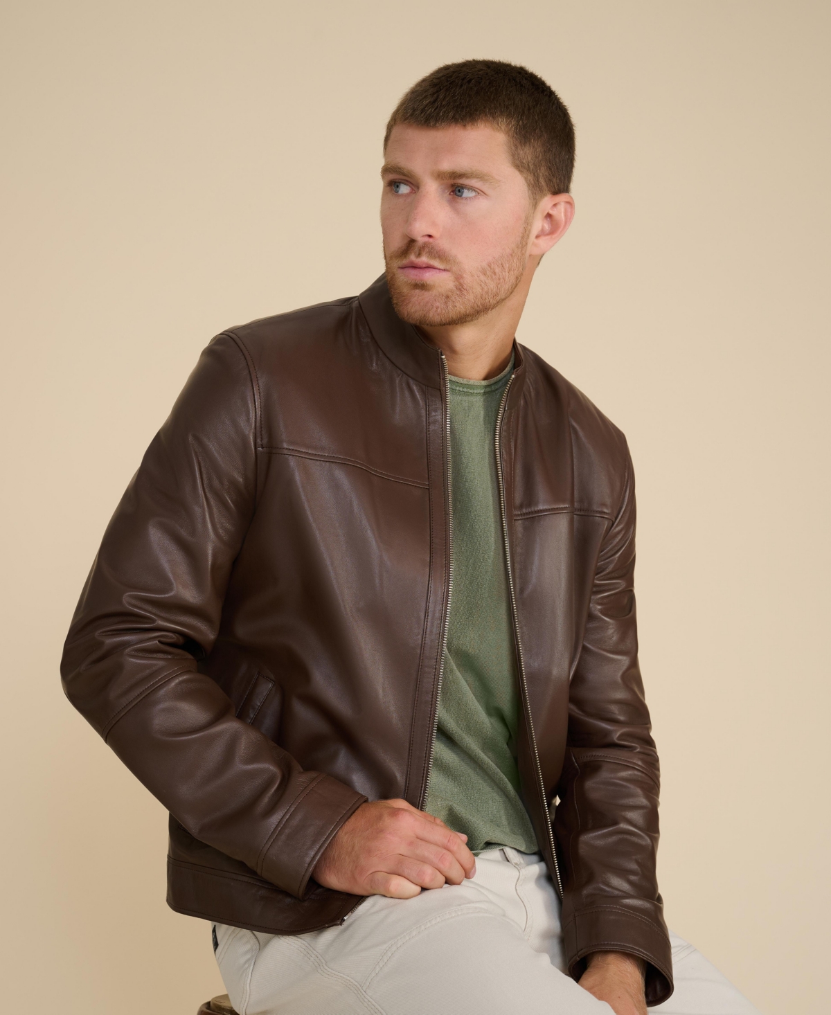 Click here for Furniq Uk Mens Leather Racer Jacket  Created for M... prices