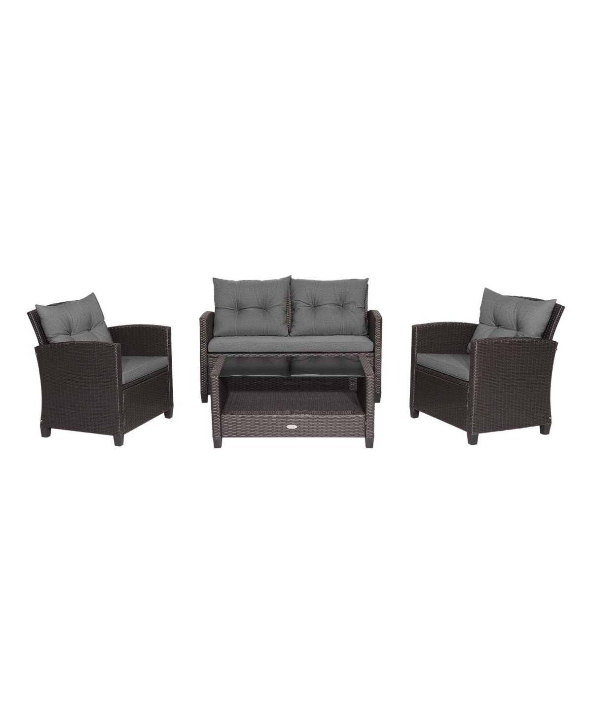 Click here for 4 Pieces Patio Rattan Conversation Furniture Set w... prices