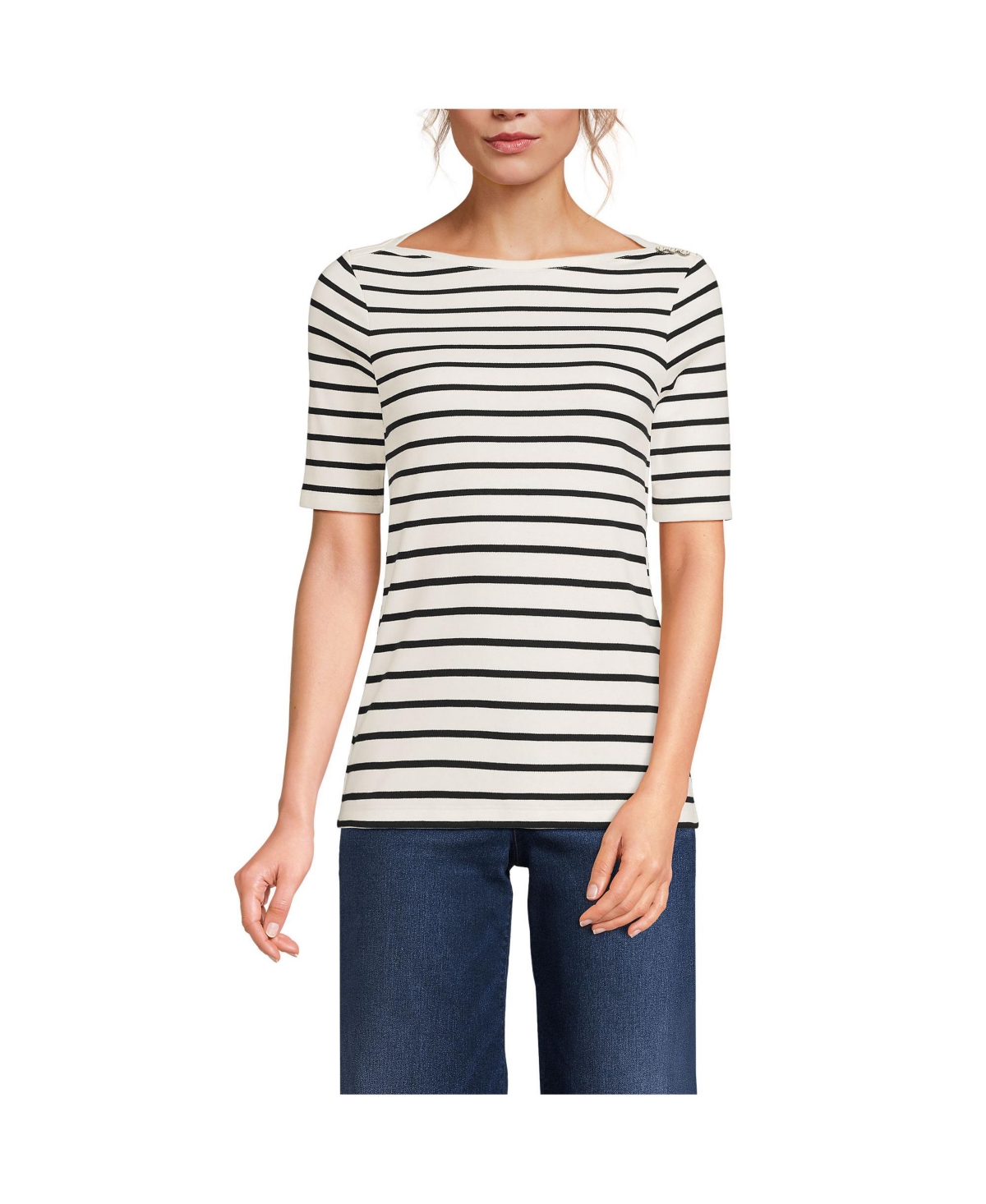 Click here for Lands End Womens Tall Supima Cotton Elbow Sleeve B... prices
