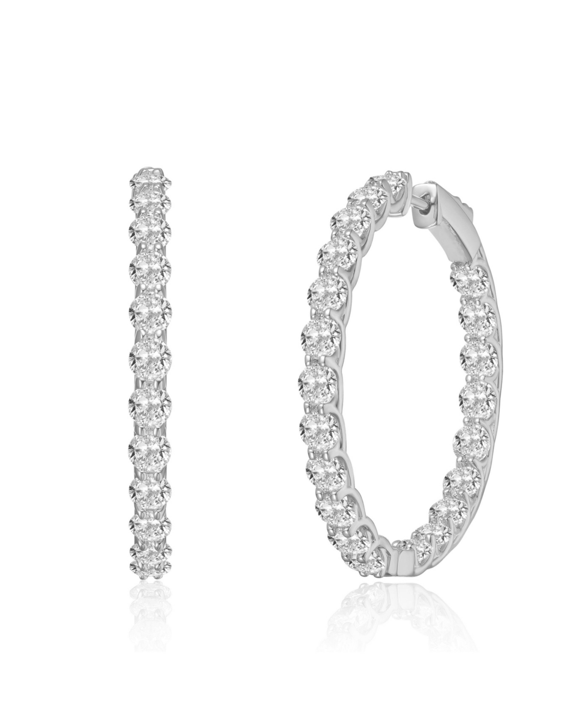 Click here for Clear Cubic Zirconia Accent Hoop Earrings - White prices