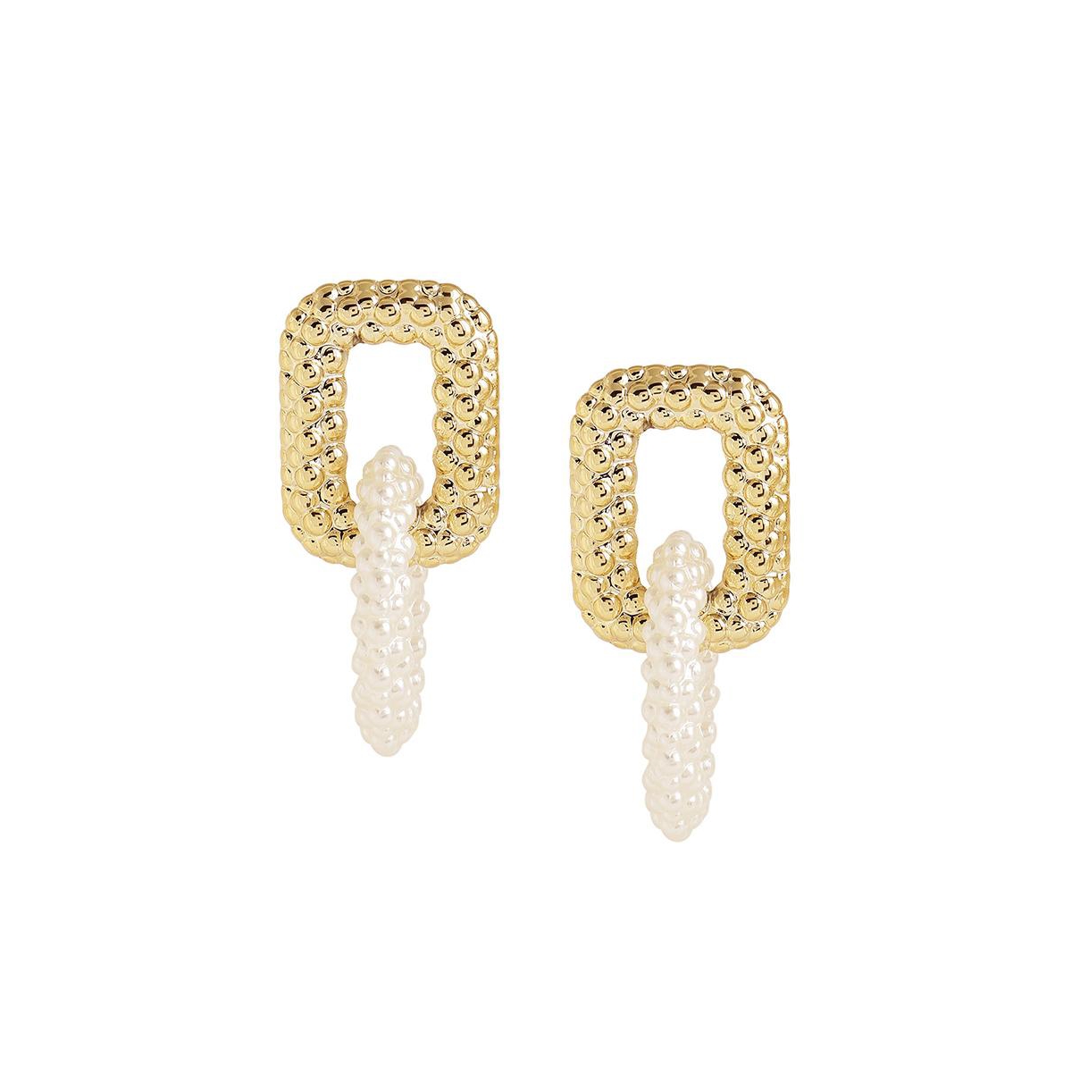 Click here for Sohi Womens White Link Drop Earrings - White prices