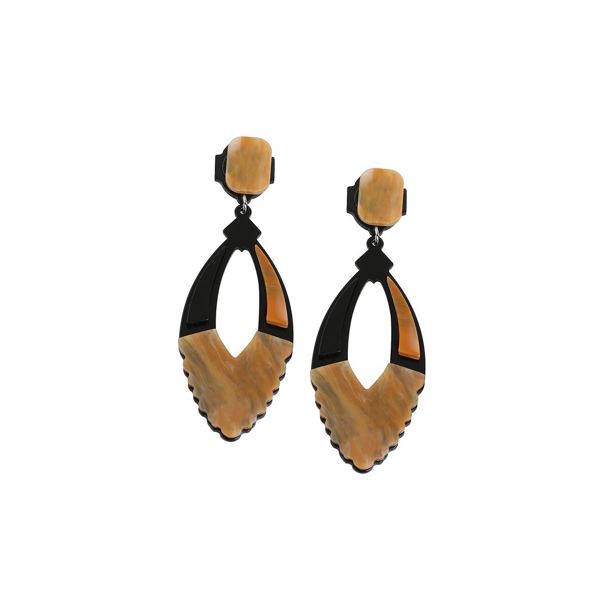 Click here for Sohi Womens Black Marquise Halo Drop Earrings - Br... prices