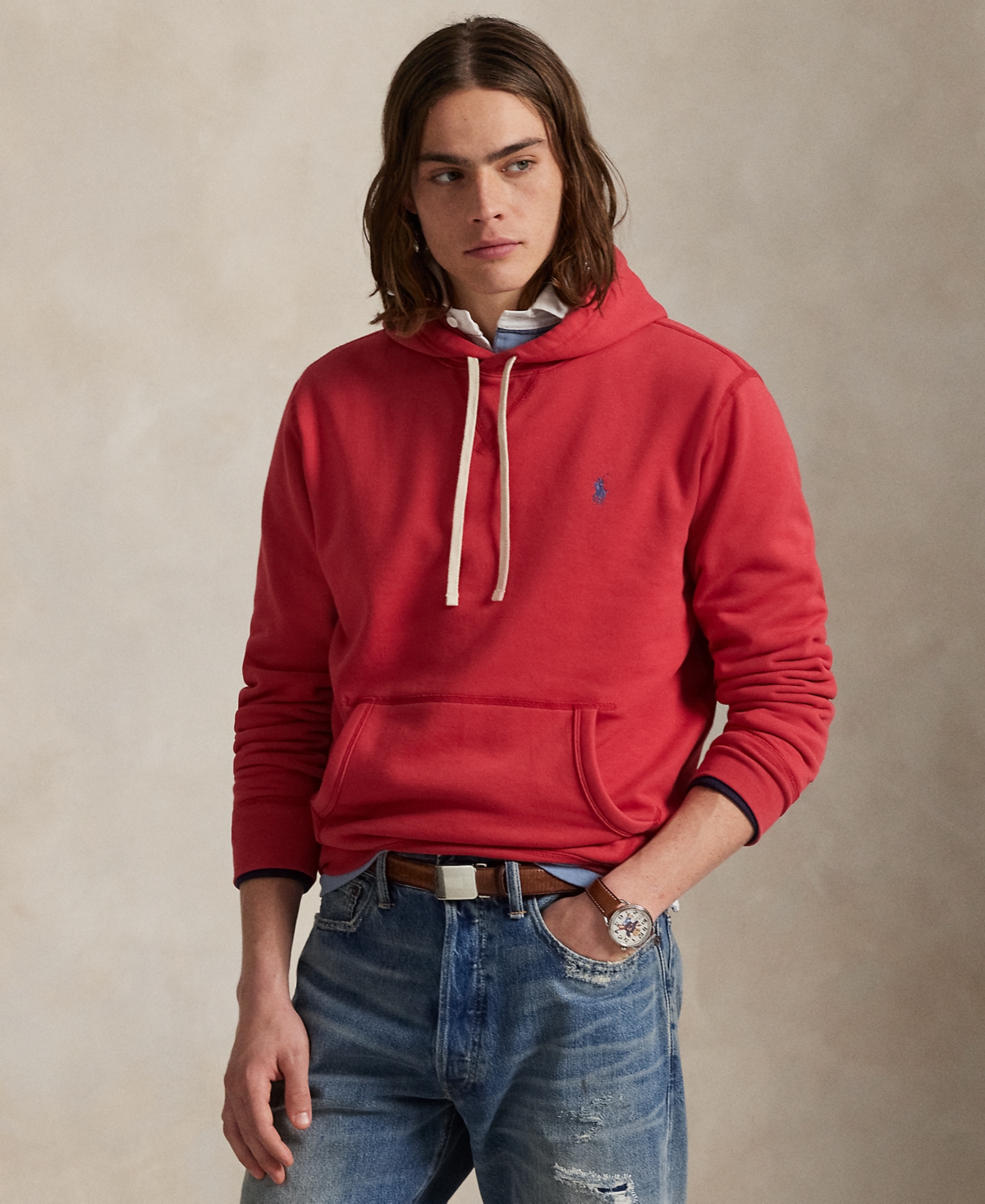 Polo Ralph Lauren Mens Fleece Hoodie - Sunrise Red