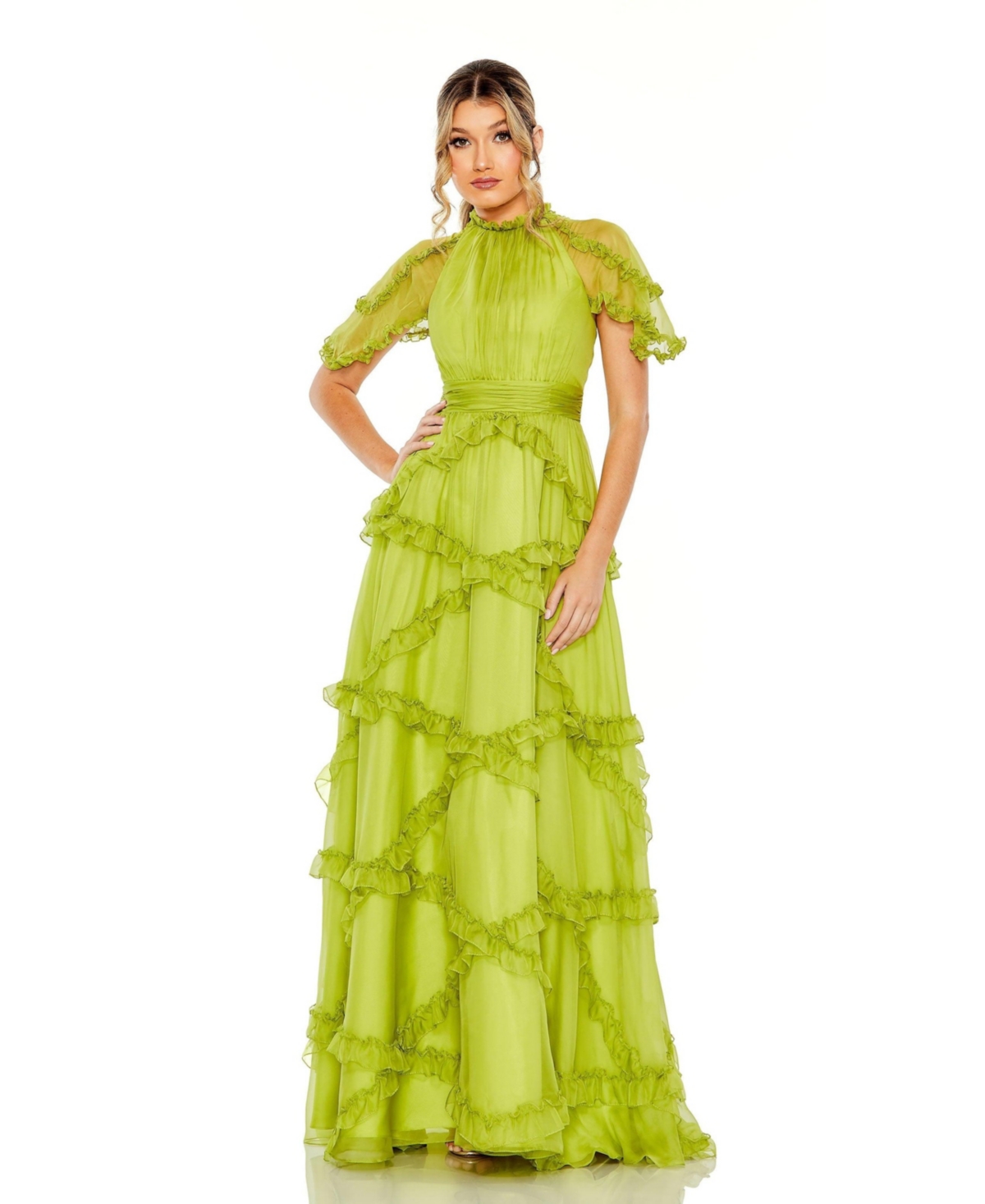 Click here for Mac Duggal Womens Chiffon Flutter Sleeve Gown - Mi... prices