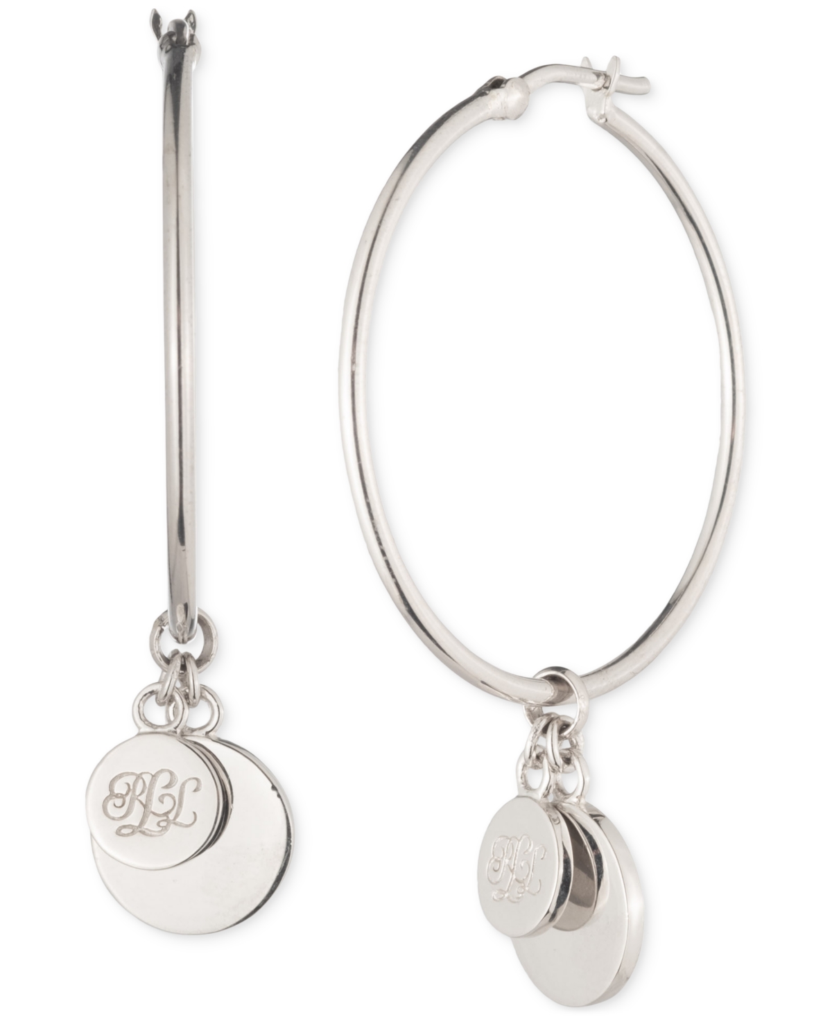 Click here for Lauren Ralph Lauren Sterling Silver Logo Drop Medi... prices