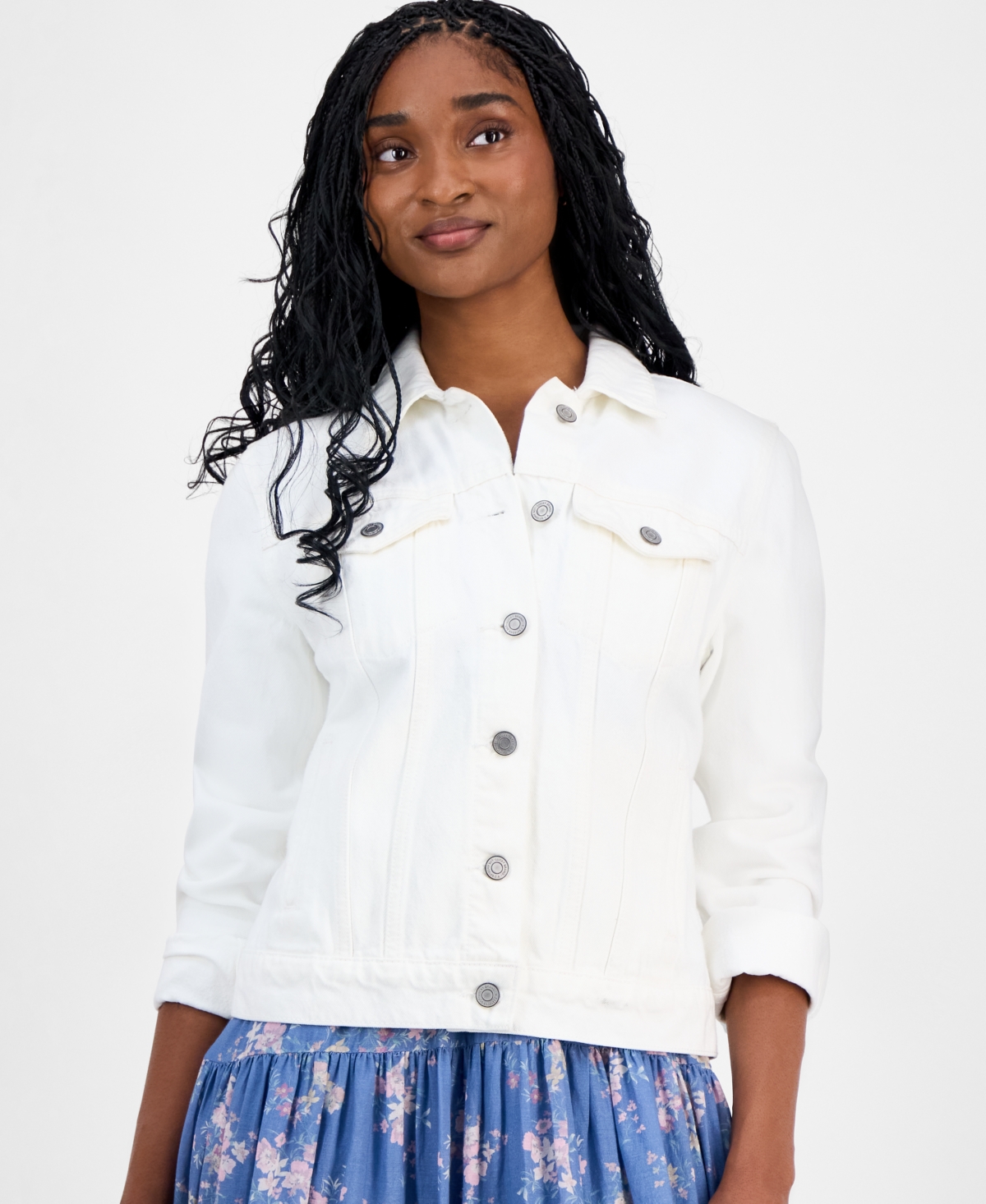 Click here for Lucky Brand Cotton Denim Trucker Jacket - White prices