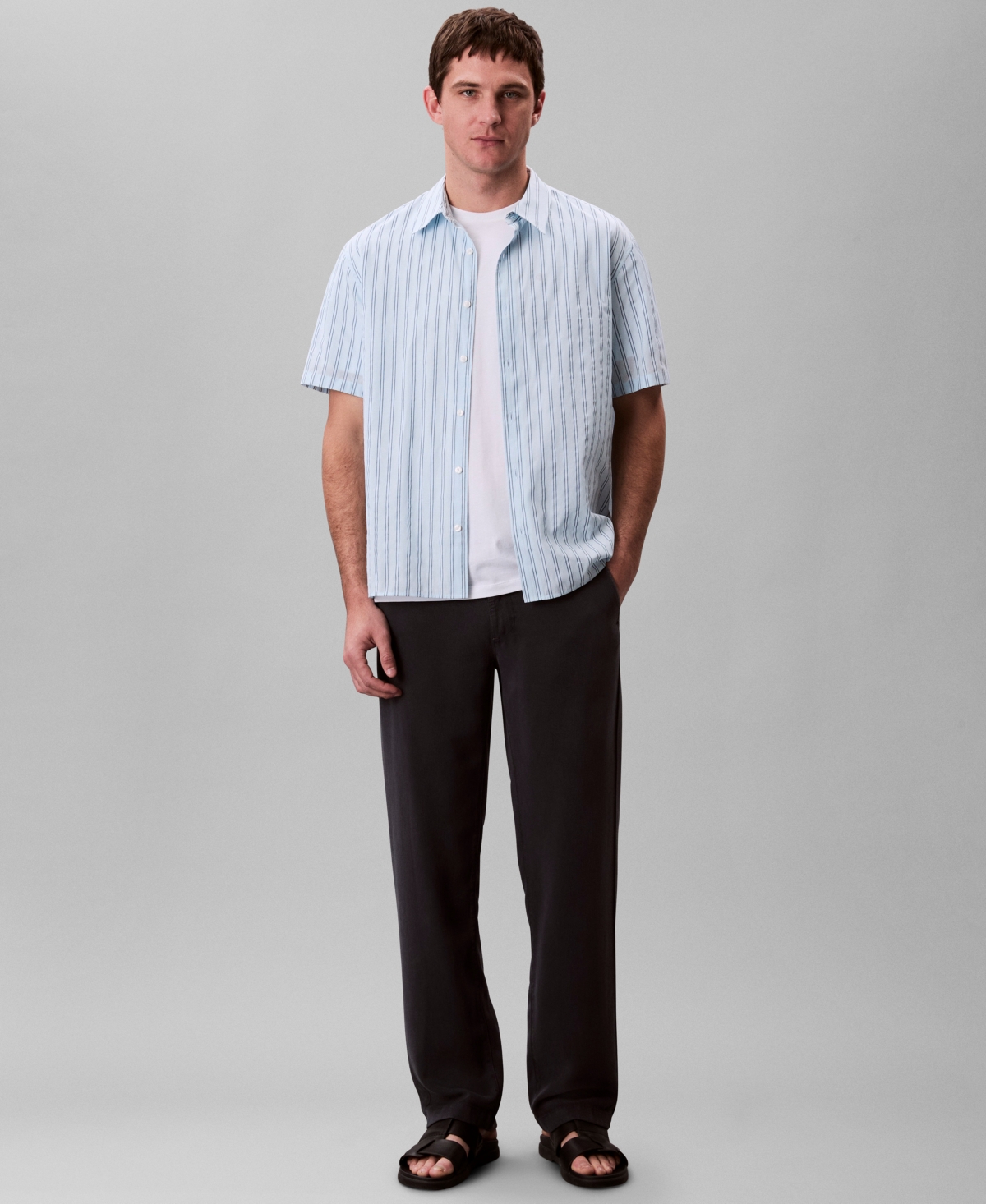 Click here for Calvin Klein Mens Cotton Striped Textured Short-Sl... prices