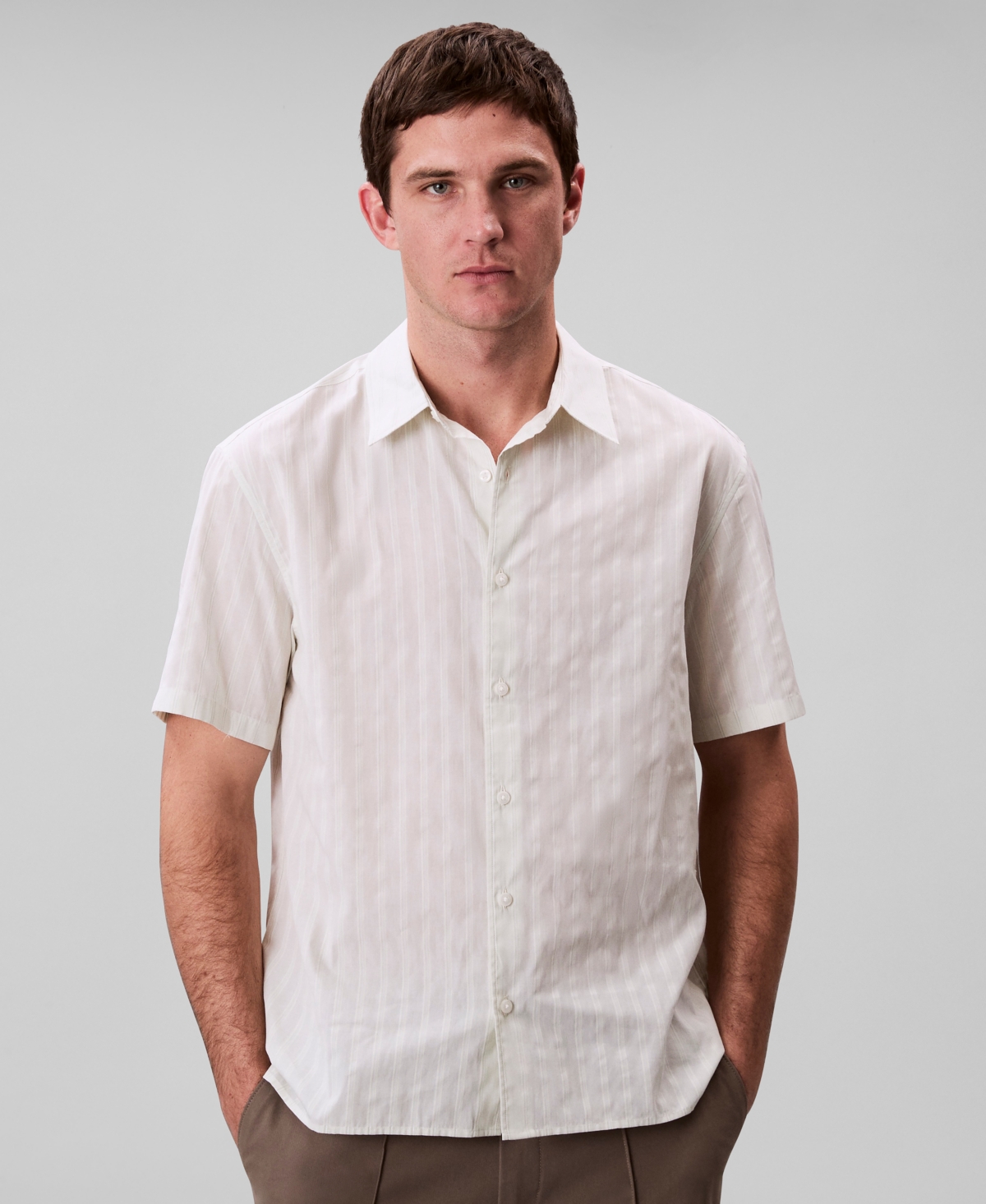 Click here for Calvin Klein Mens Cotton Striped Textured Short-Sl... prices