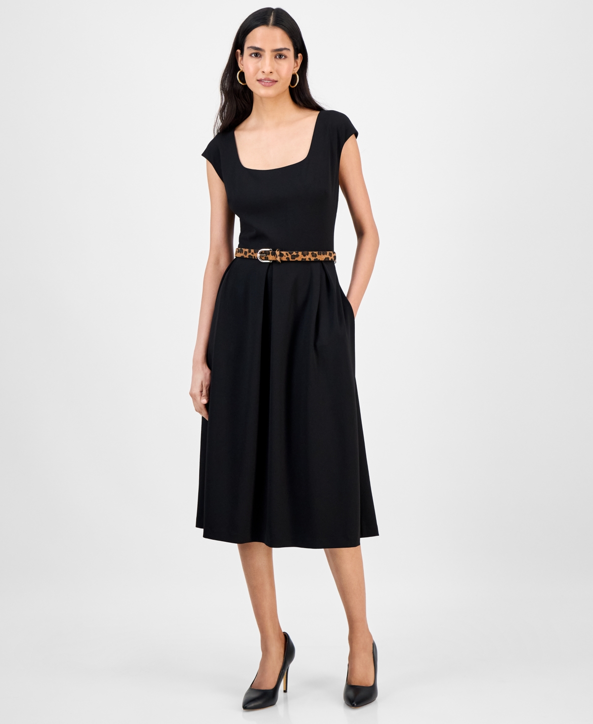 Click here for julia jordan Womens Square-Neck Cap-Sleeve Fit & F... prices
